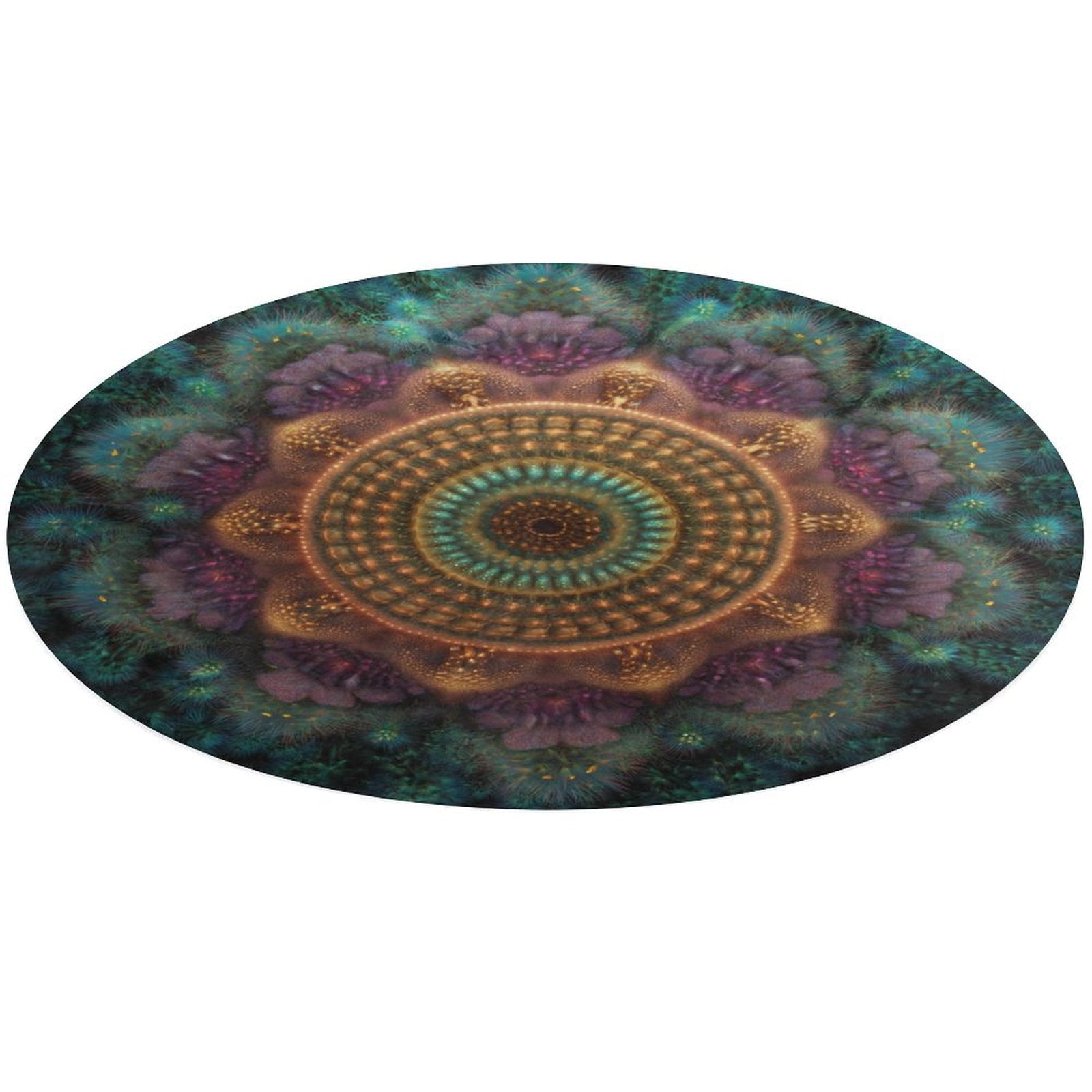 Round Area Rug Intricate Fractal Mandala Design Indoor Floor Area Mat ...