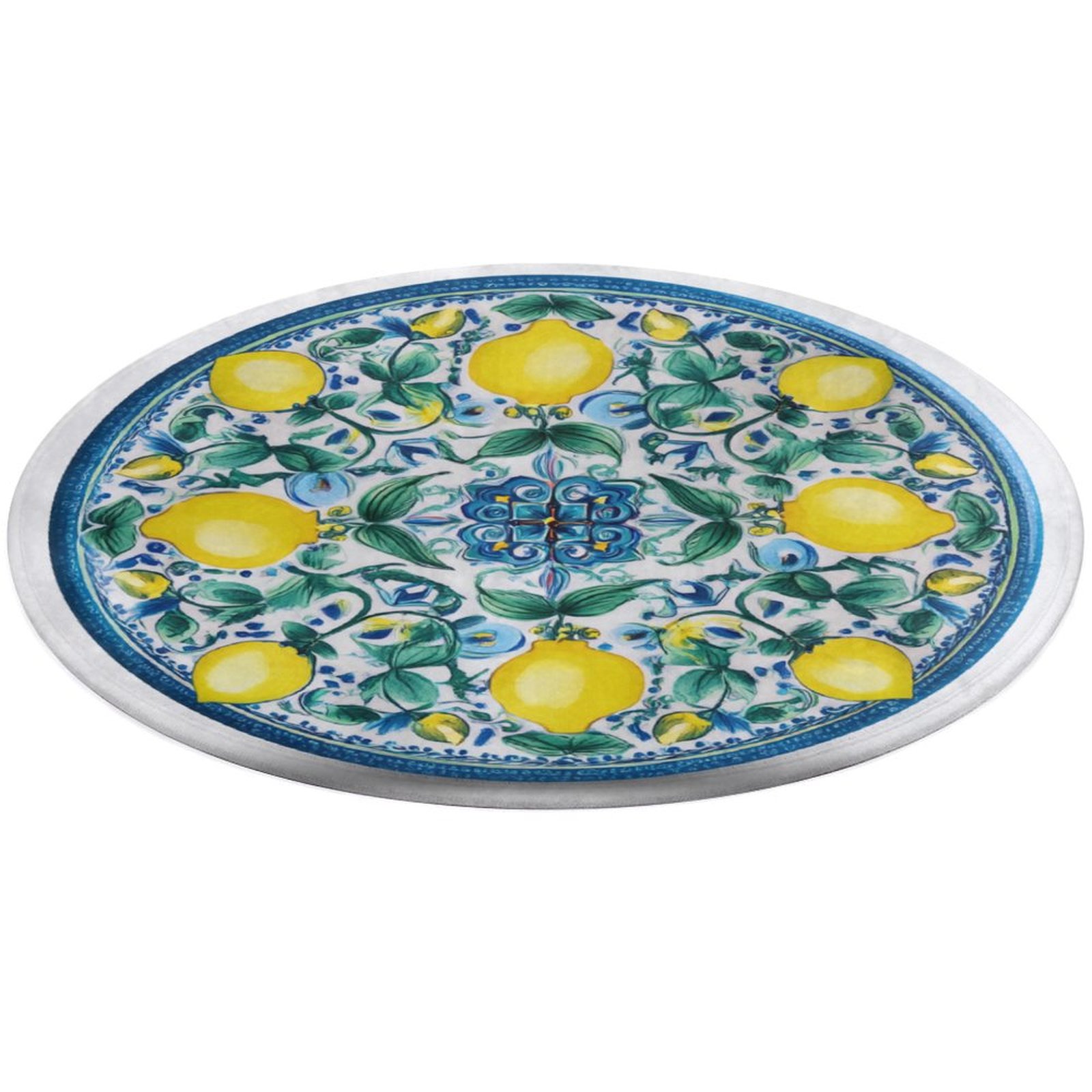 Round Area Rug Italian Lemon Platter Design Plate Indoor Floor Area Mat ...