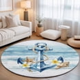 Round Area Rug for Living Room Bedroom, Watercolor Nautical Anchor ...