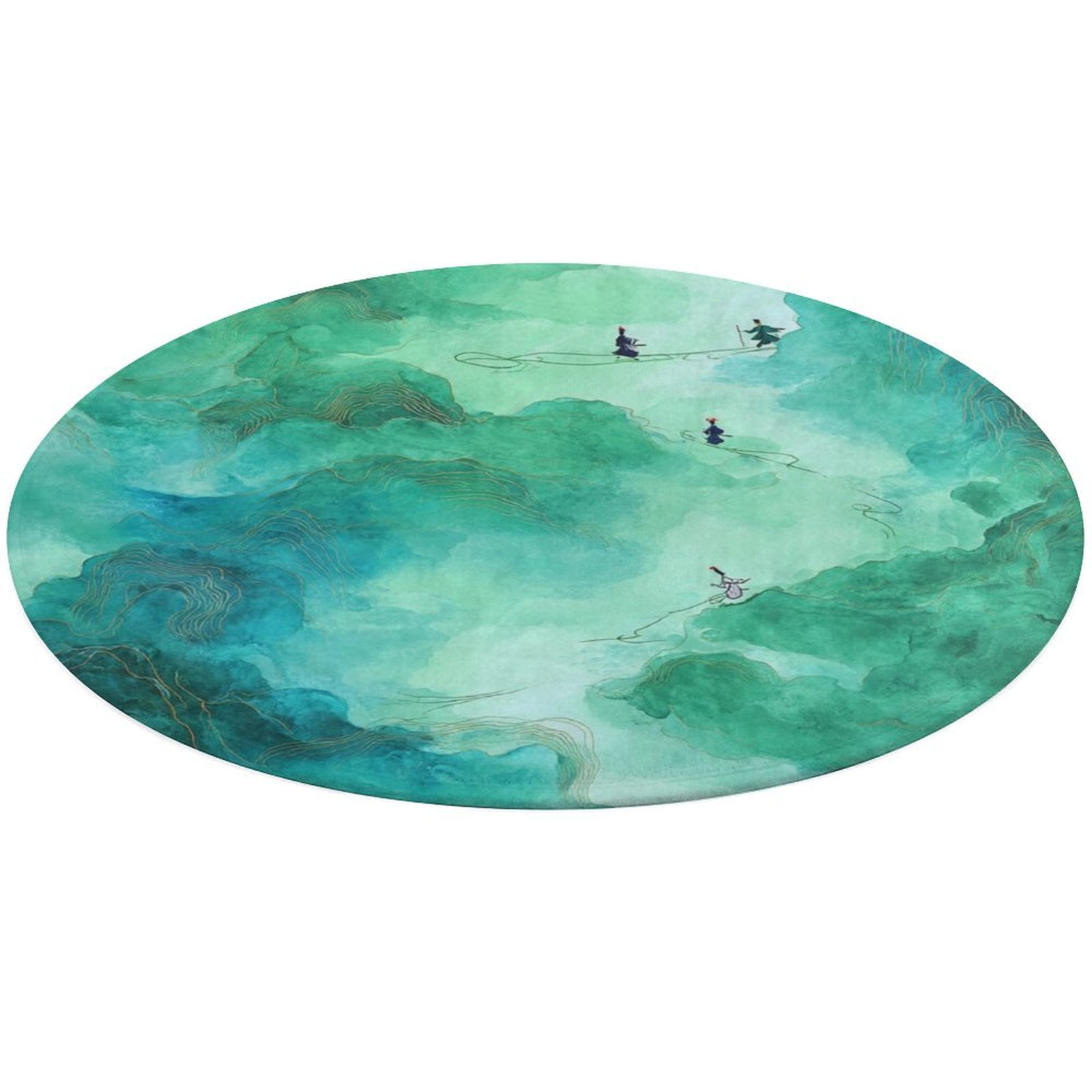 Round Area Rug Marble Texture Indoor Floor Area Mat Stain-Proof Mat Non ...