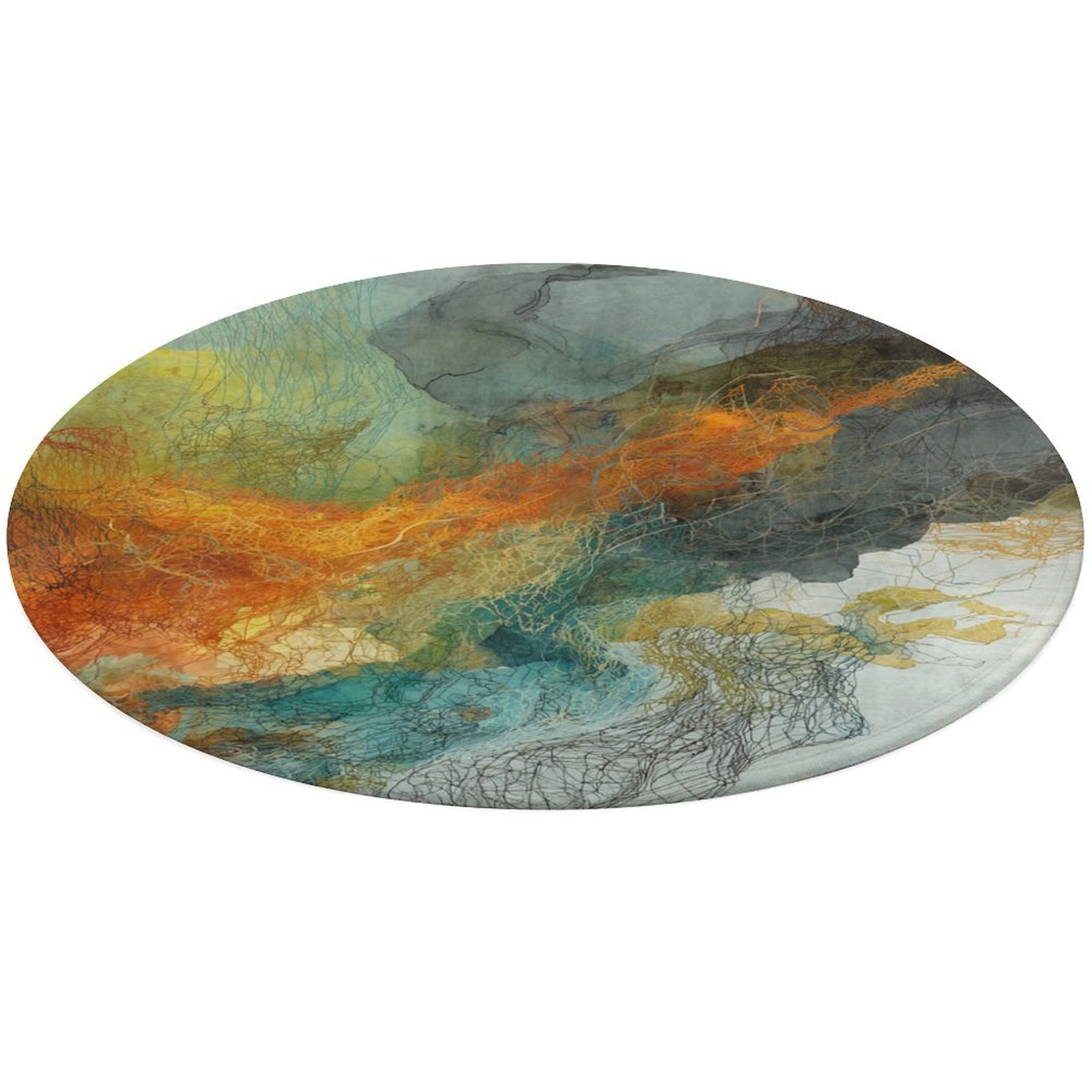 Round Area Rug Marble Texture Indoor Floor Area Mat Stain-Proof Mat Non ...