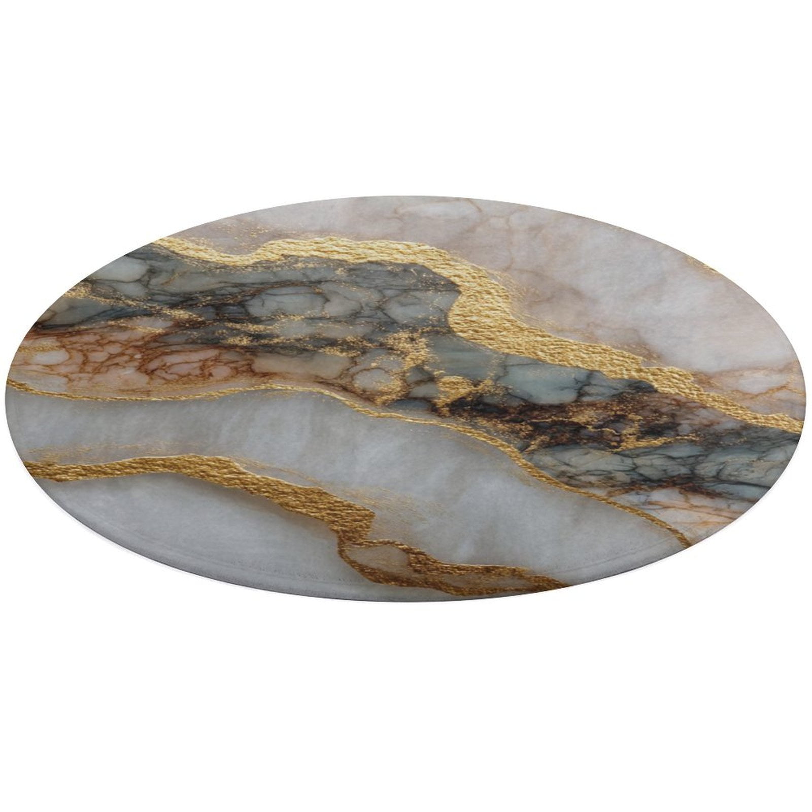 Round Area Rug Marble Texture Indoor Floor Area Mat Stain-Proof Mat Non ...
