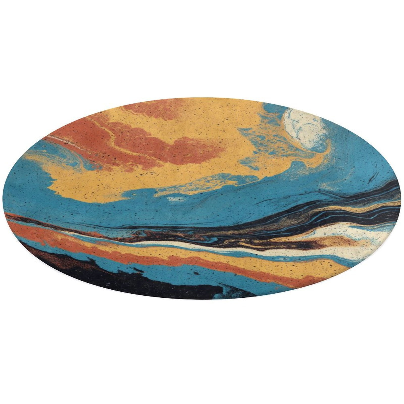 Round Area Rug Marble Texture Indoor Floor Area Mat Stain-Proof Mat Non ...