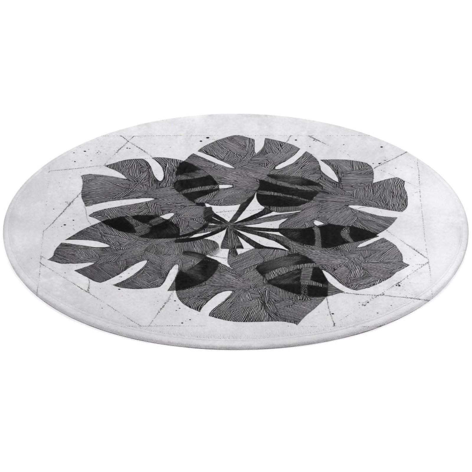 Round Area Rug Monstera Leaves Abstract Art Indoor Floor Area Mat Stain ...