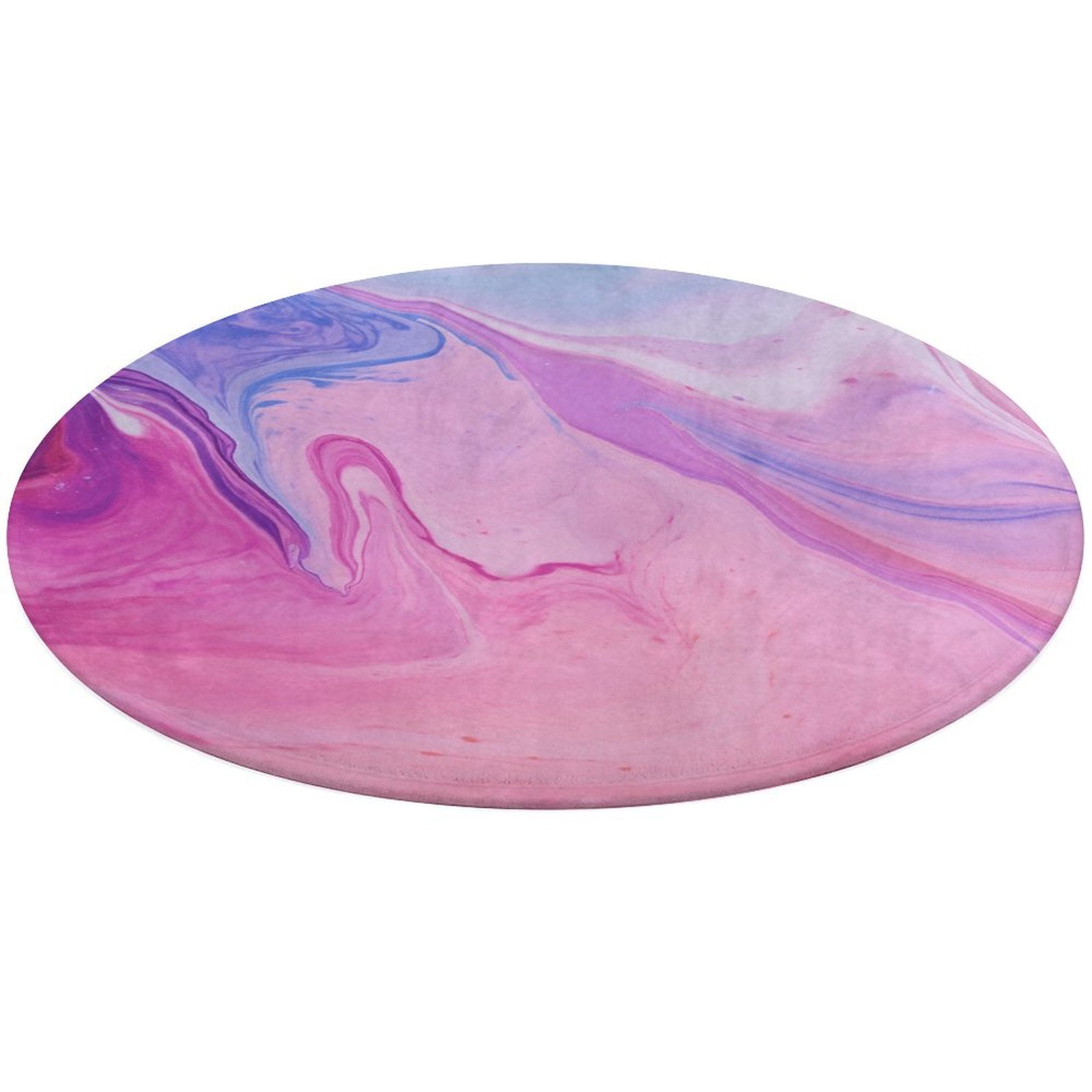 Round Area Rug Pink Marble Indoor Floor Area Mat Stain-Proof Mat Non ...