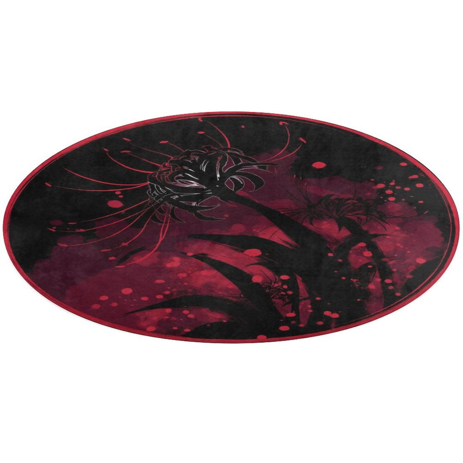 Round Area Rug Red Spider Lilies Dark Art Indoor Floor Area Mat Stain ...