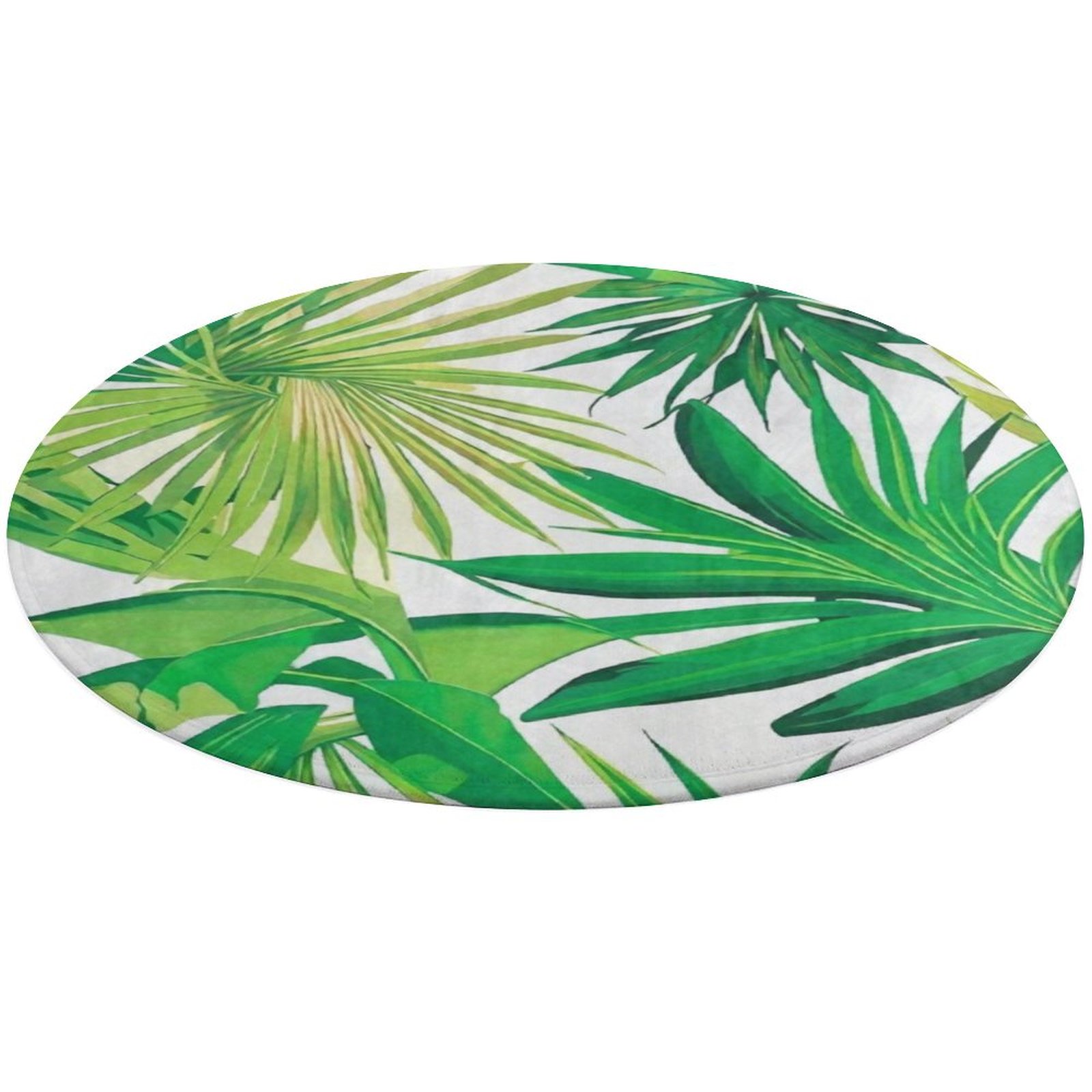 Round Area Rug Tropical Leaves Indoor Floor Area Mat Stain-Proof Mat ...