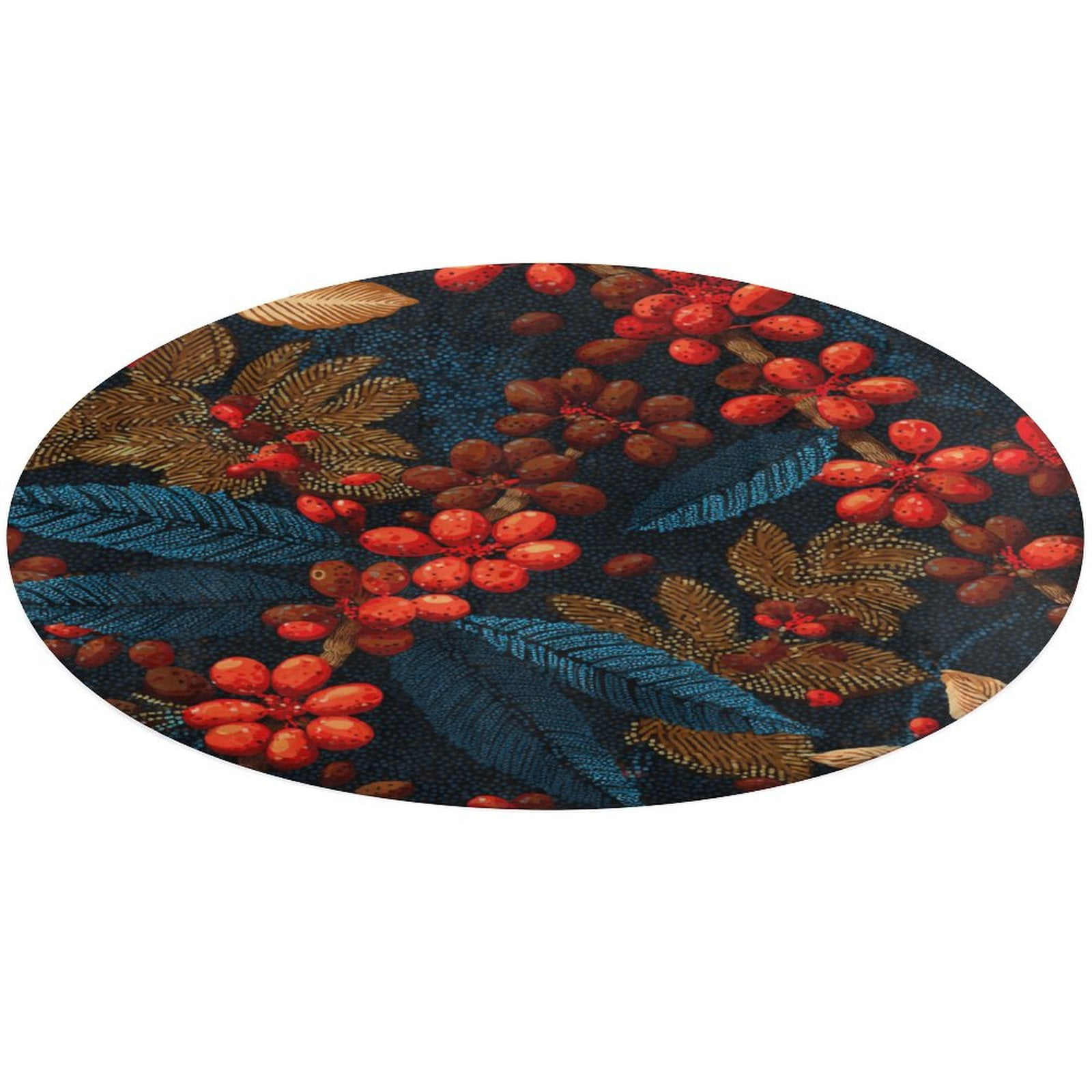 Round Area Rug Vibrant Coffee Bean Floral Seamless Pattern Indoor Floor ...