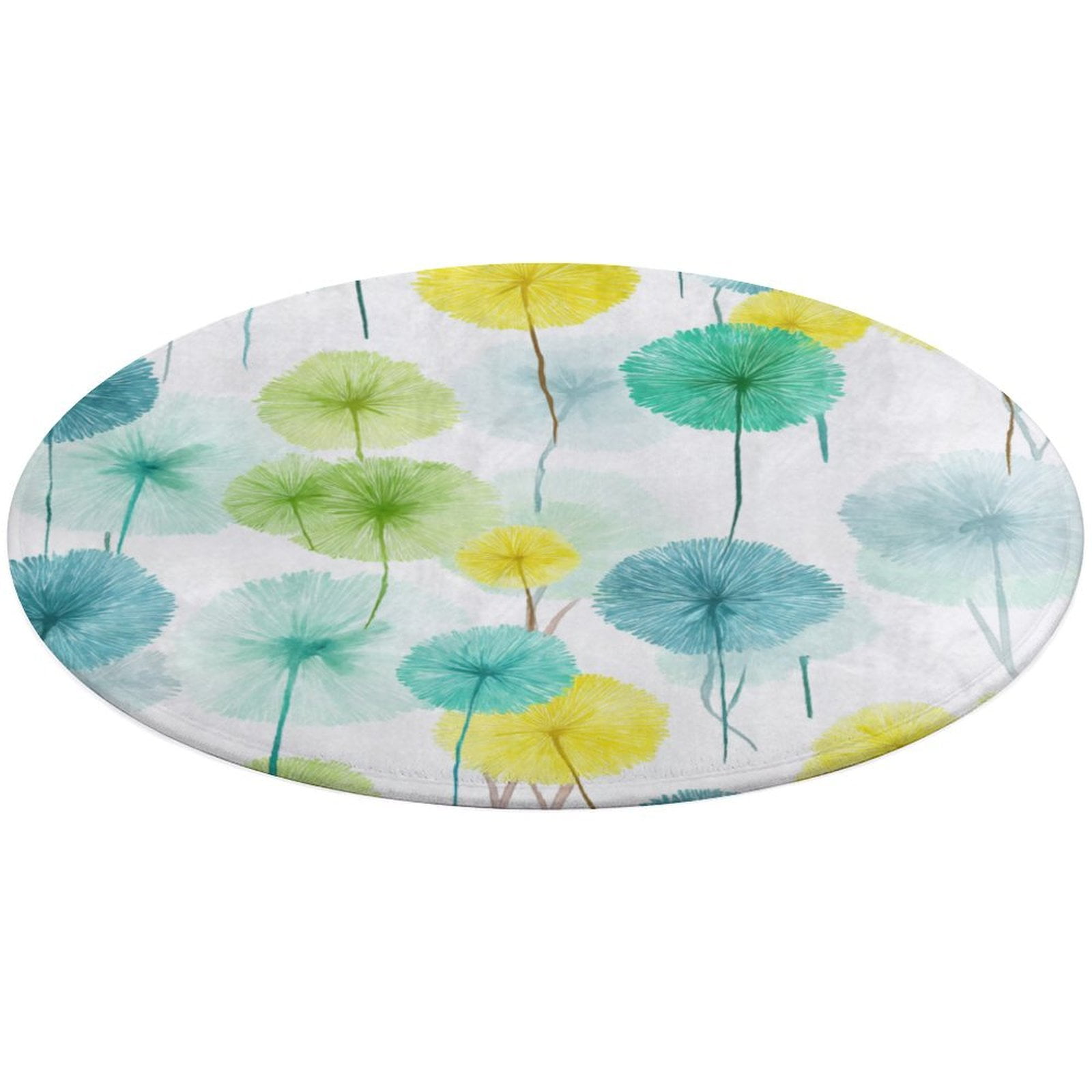 Round Area Rug Watercolor Dandelion Pattern Bright Summer Floral Design ...