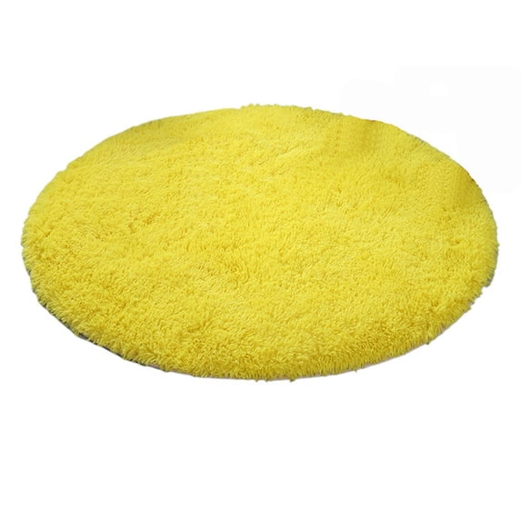 Round Area Rug Yellow Circle 3.3ft Soft Fluffy Plush Shaggy Furry ...