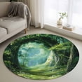 Round Area Rugs Collection 3.3 Ft, Forest Non-Slip Residential Carpet ...