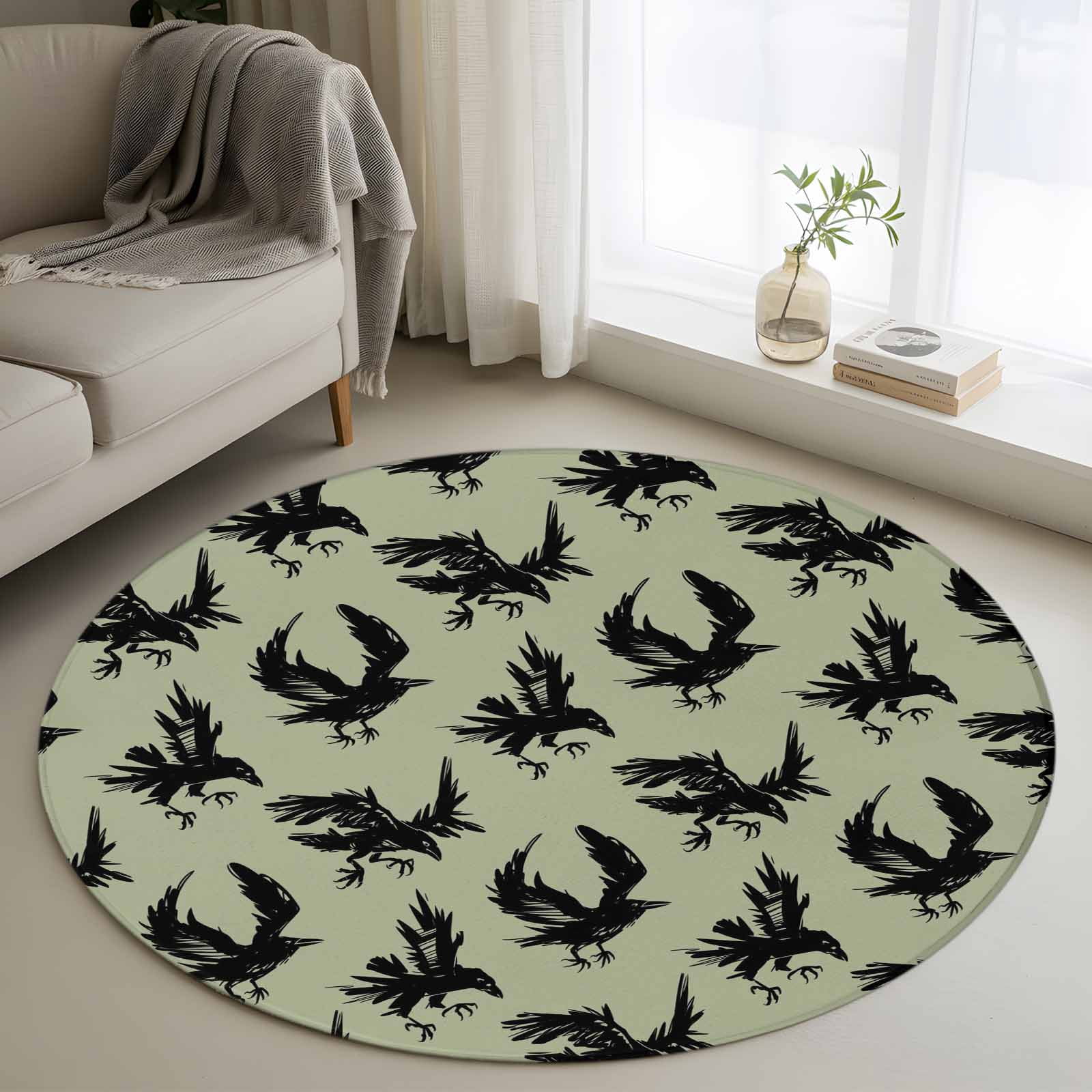 Round Area Rugs Collection 3.3 Ft, Halloween Non-Slip Residential ...