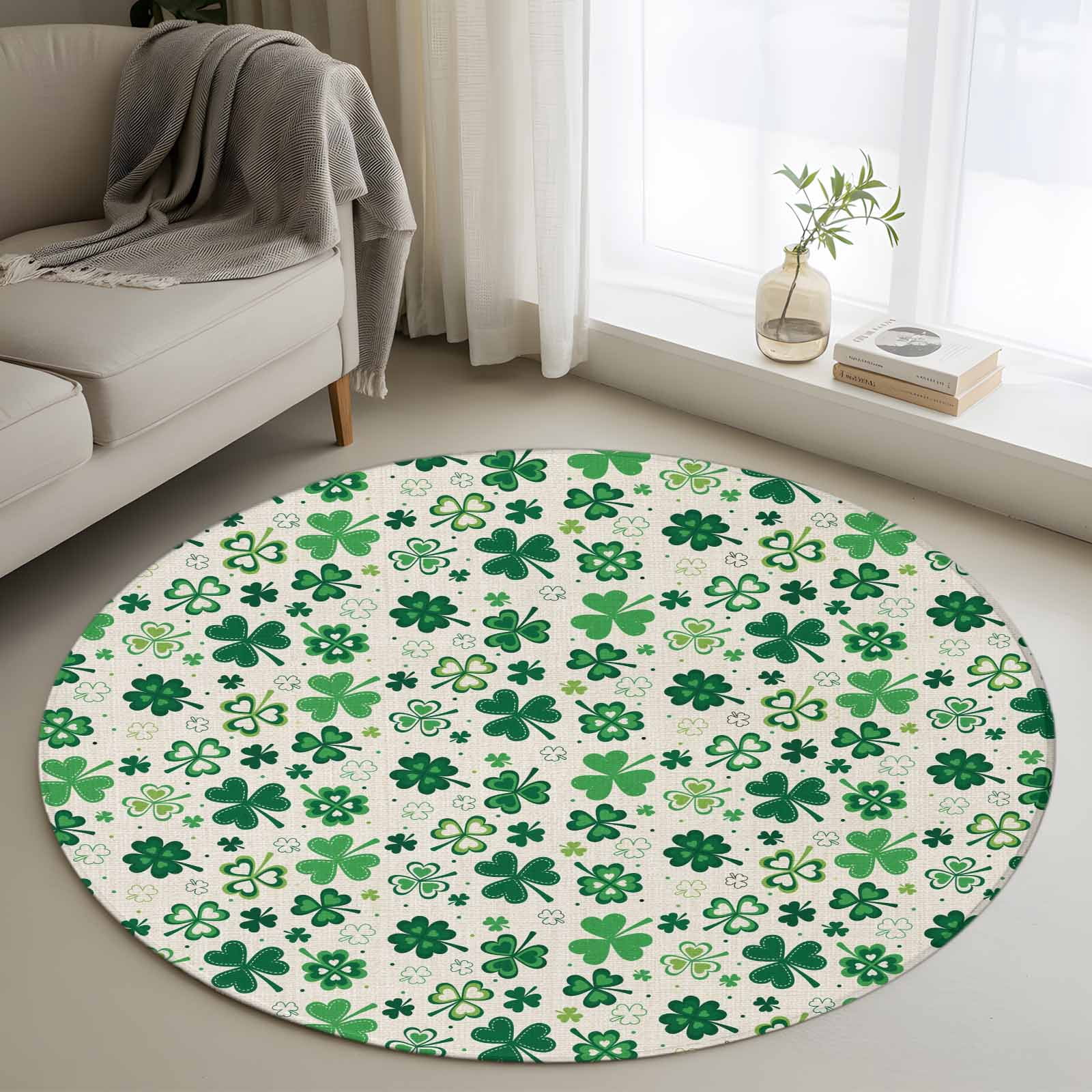 Round Area Rugs Collection 3.3 Ft, St Patricks Day Non-Slip Residential ...