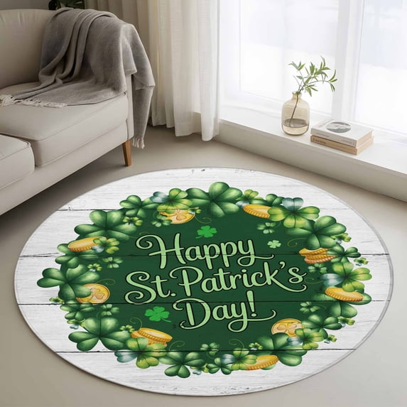 Round Area Rugs Collection 3 Ft, St Patricks Day Non-Slip Residential ...