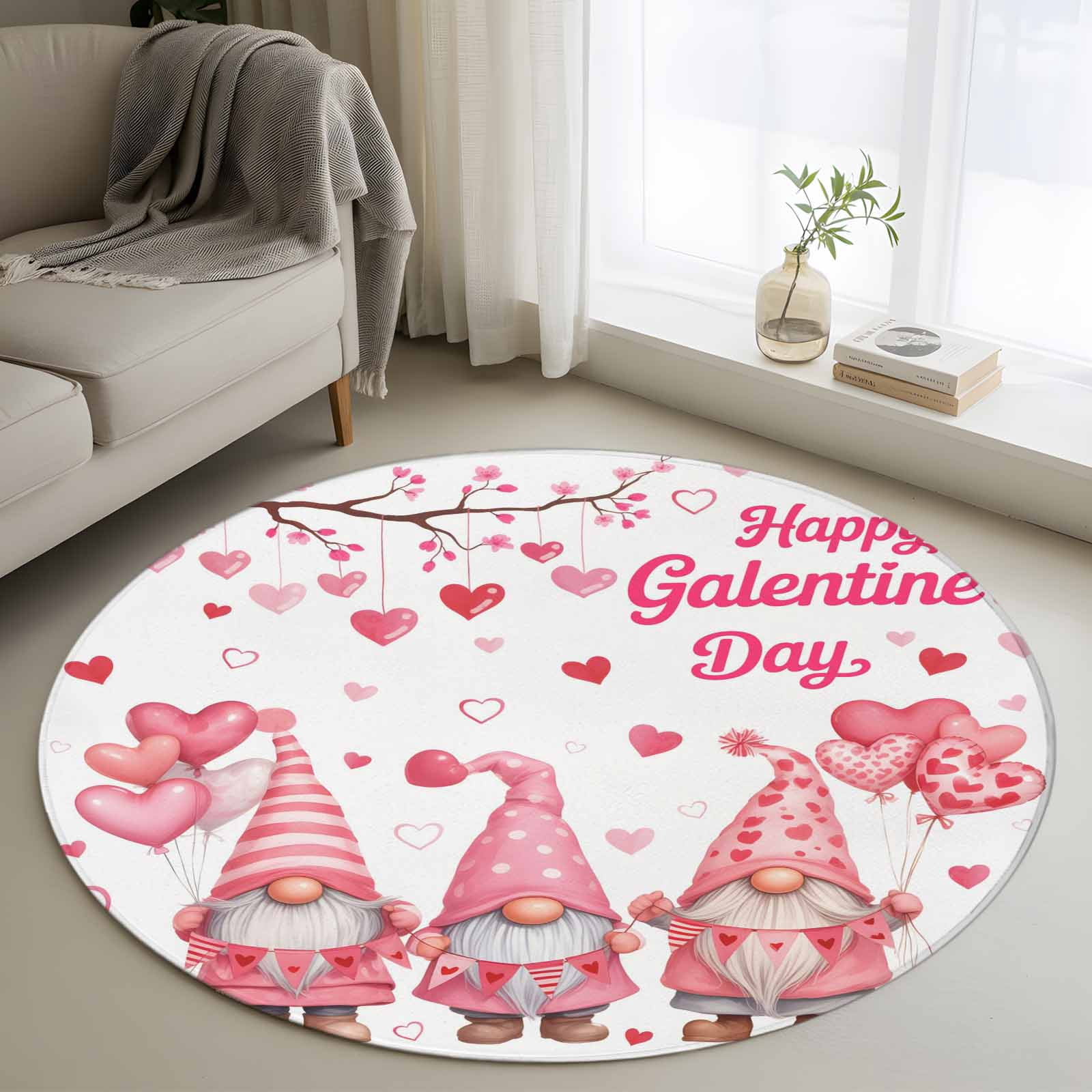 Round Area Rugs Collection 4 Ft, Galentine's Day Non-Slip Residential ...