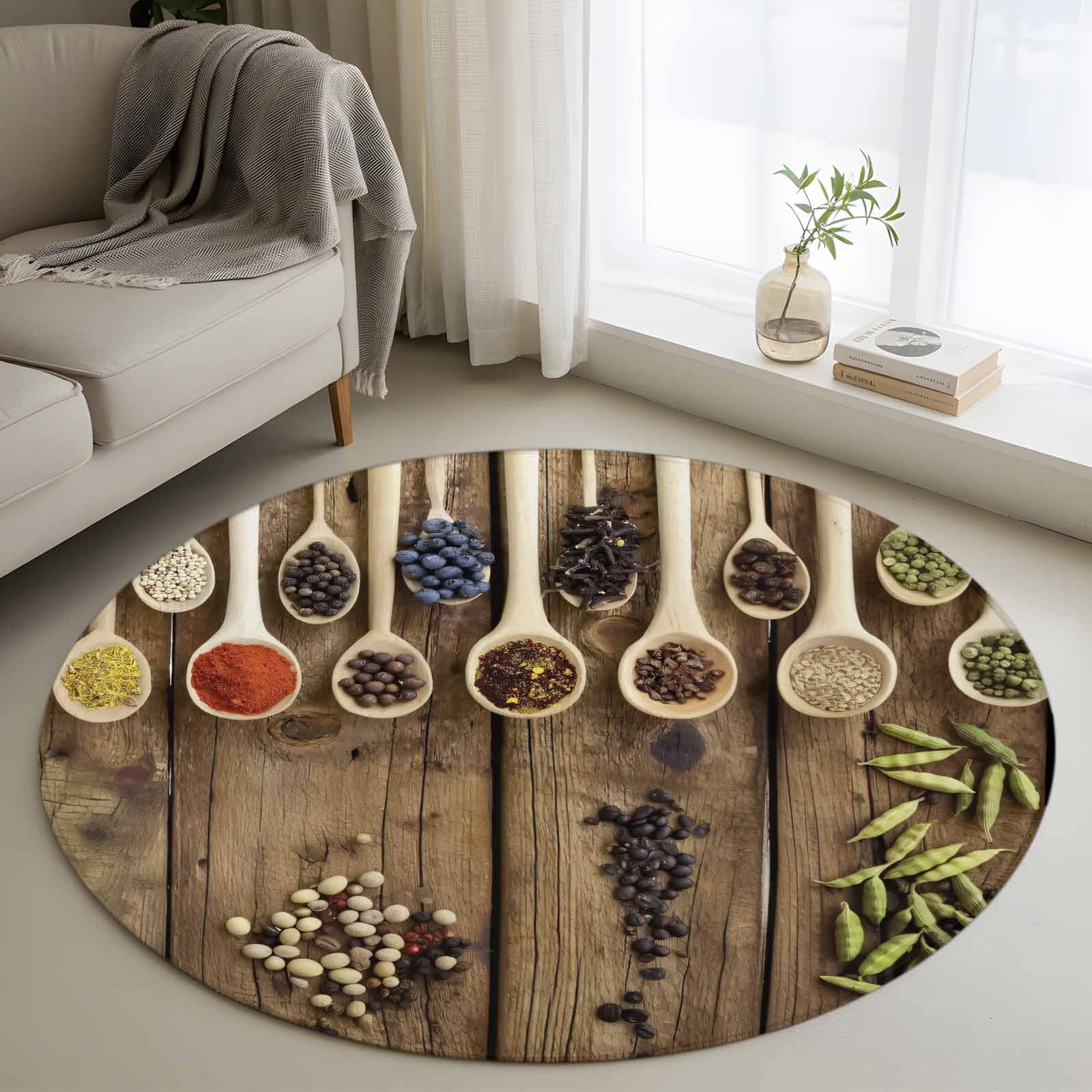 Round Area Rugs Collection 4 Ft, Modern Cooking Non-Slip Residential ...