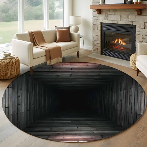 Round Area Rugs Collection 8 Ft, 3D Optical Illusion Non-Slip ...