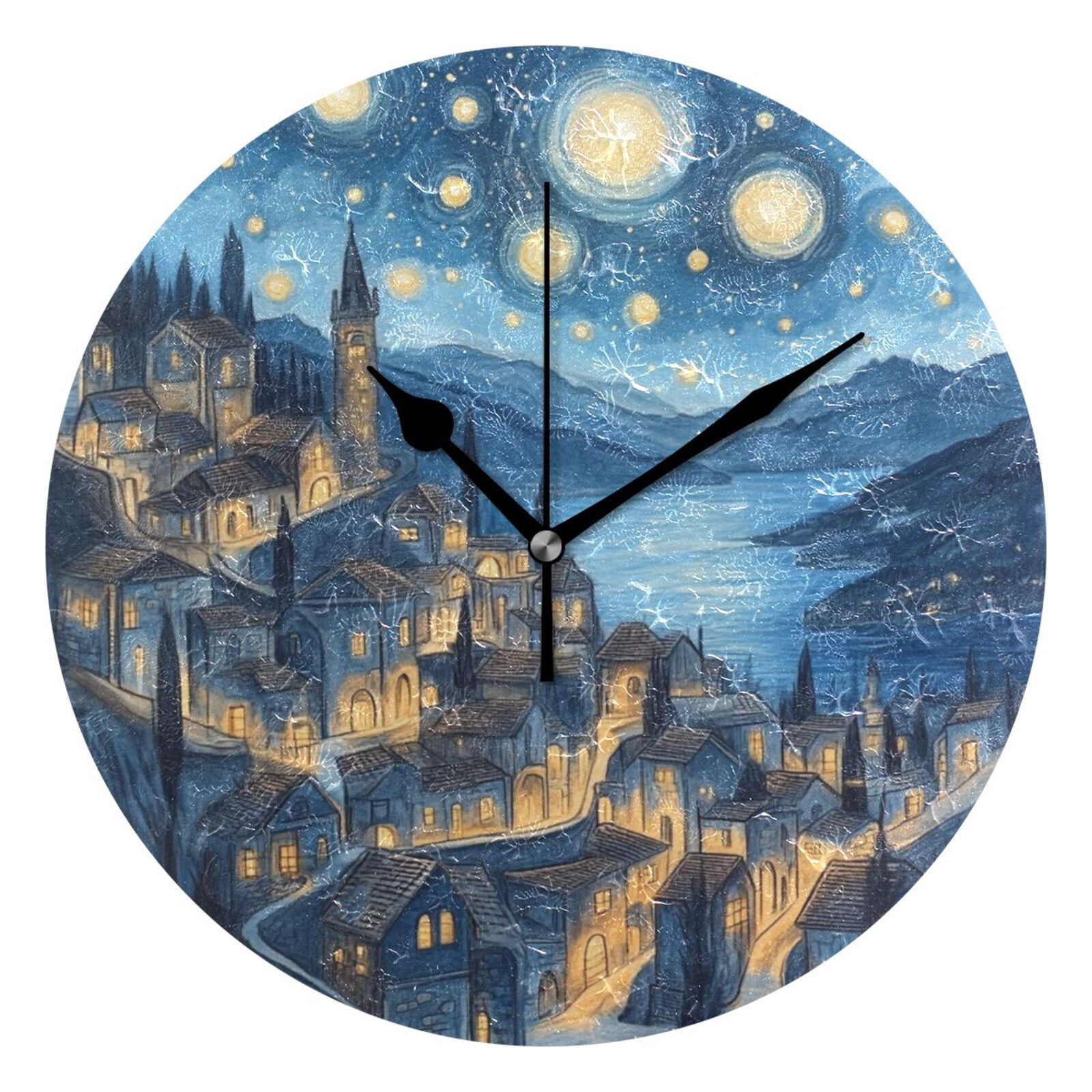 Round Art Wall Clock - Decorative Creative Dual-Use Clock with Oil ...
