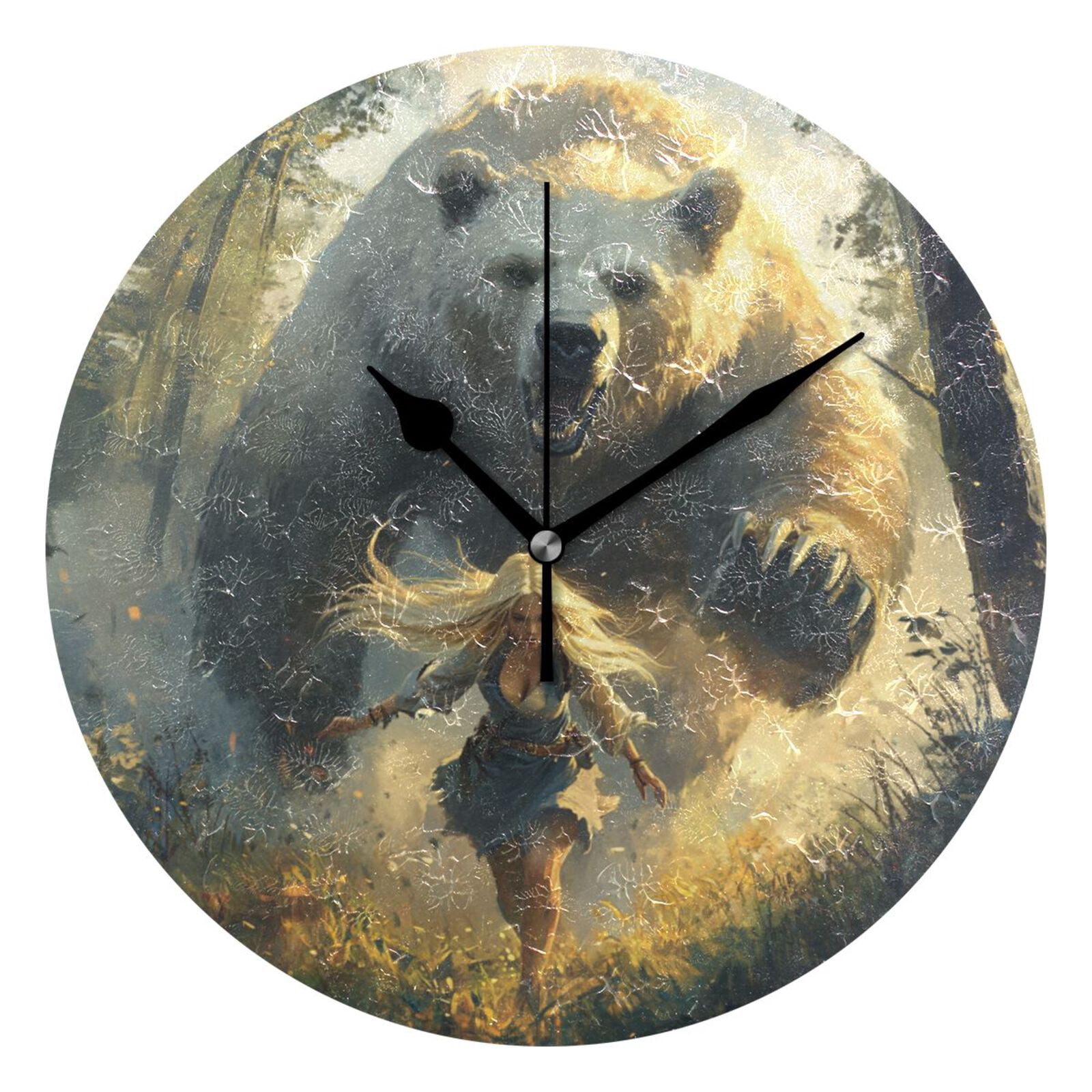 Round Art Wall Clock - Decorative Creative Dual-Use Clock with Oil ...