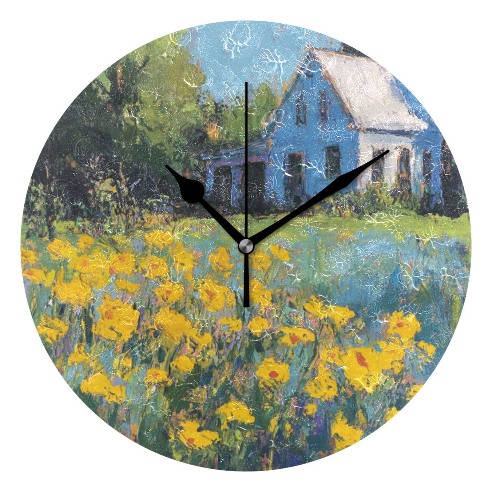 Round Art Wall Clock - Decorative Creative Dual-Use Clock with Oil ...