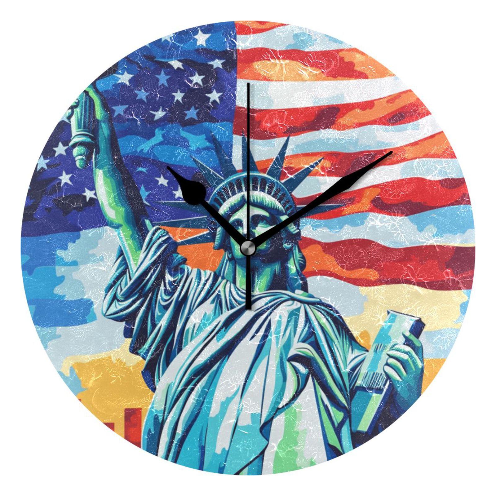 Round Art Wall Clock - Decorative Creative Dual-Use Clock with Oil ...