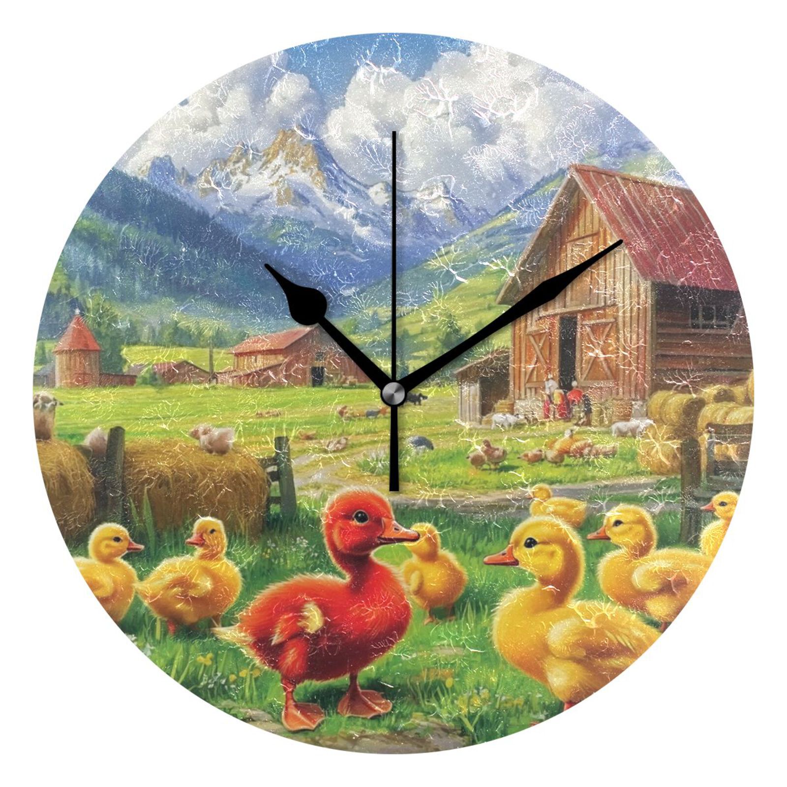 Round Art Wall Clock - Decorative Creative Dual-Use Clock with Oil ...