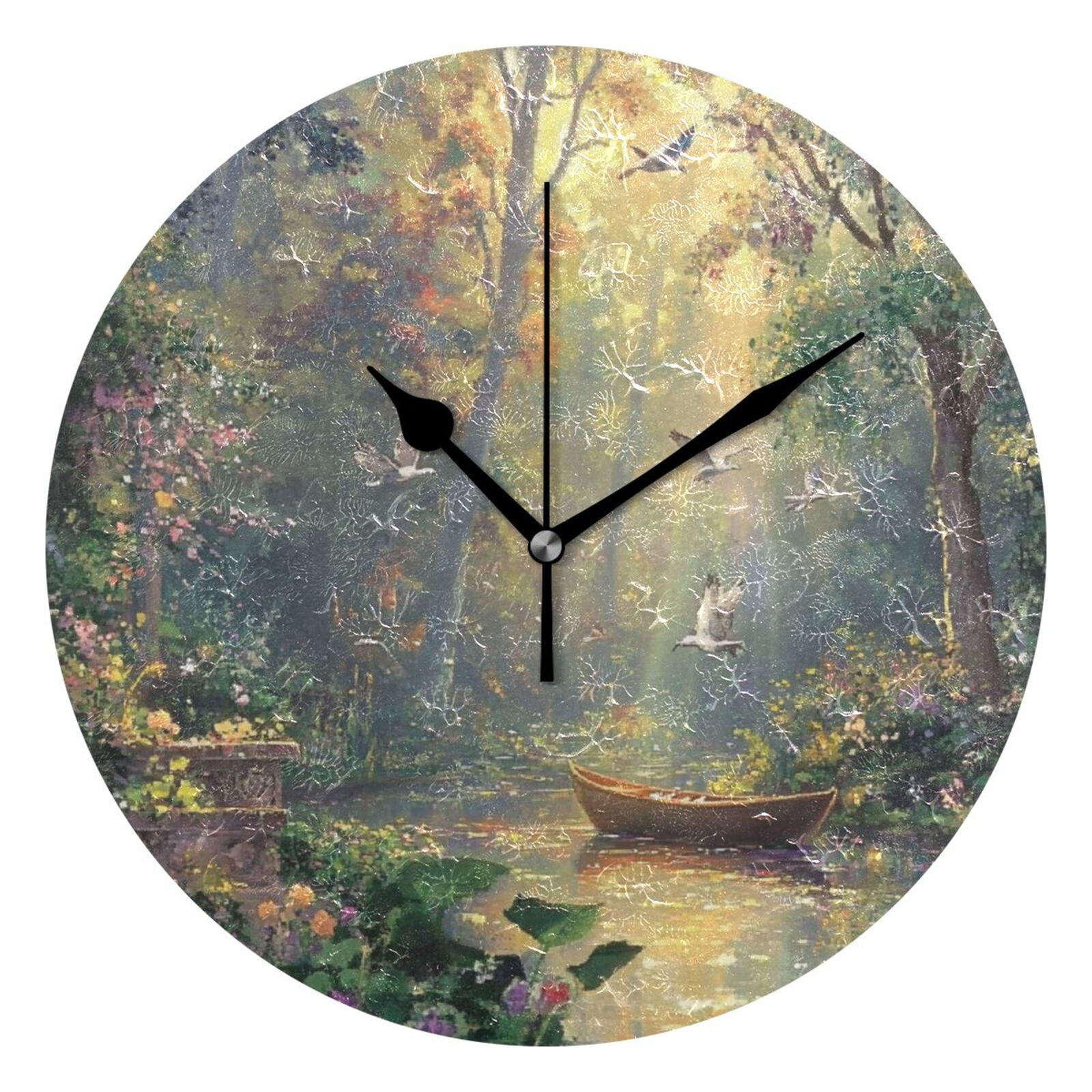 Round Art Wall Clock - Decorative Creative Dual-Use Clock with Oil ...