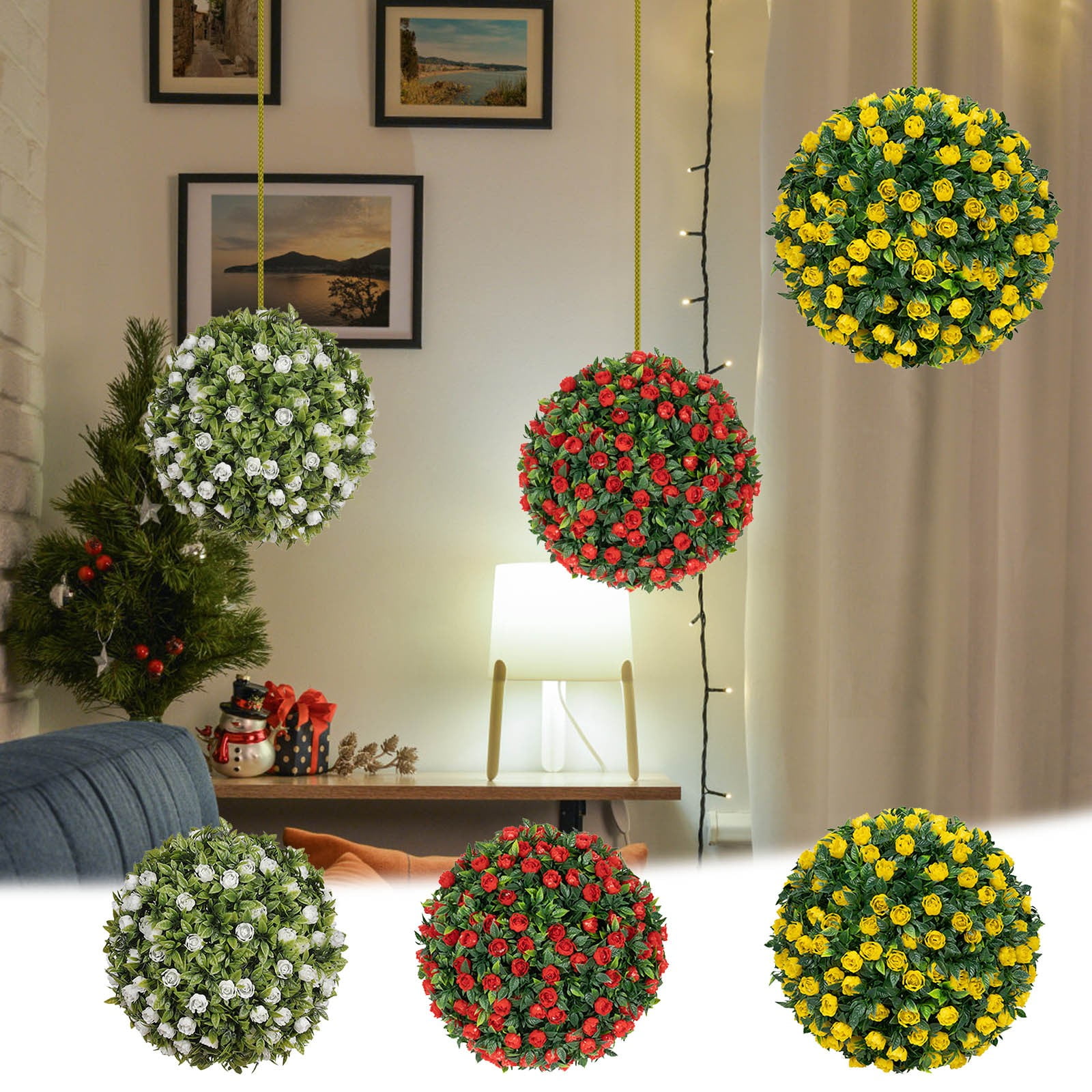 Round Artificial Plant Balls, Topiary Trees Artificial Outdoor ...