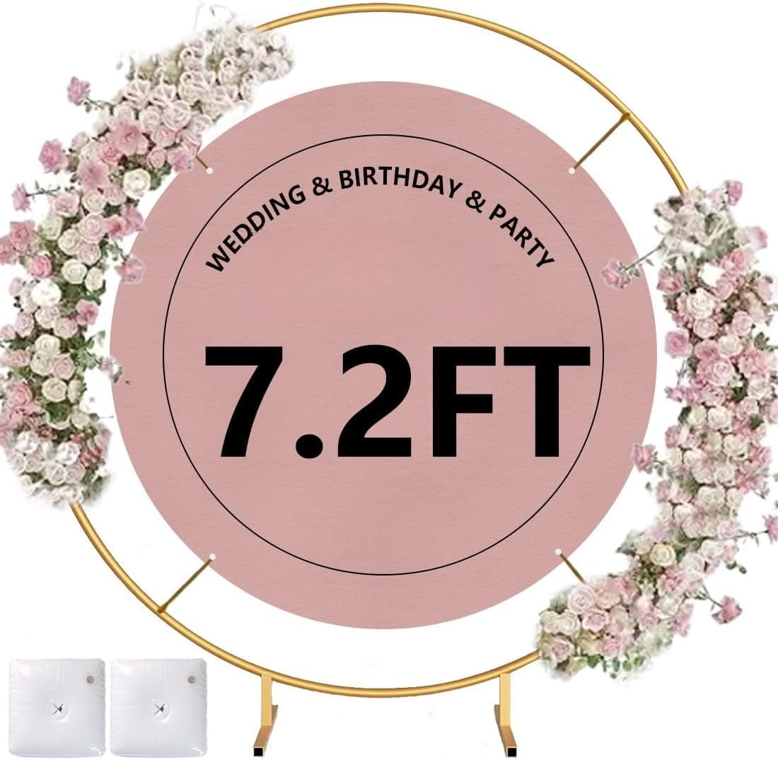 Round Backdrop Stand 7.2FT Arch Balloon Golden Metal Circle Garland ...