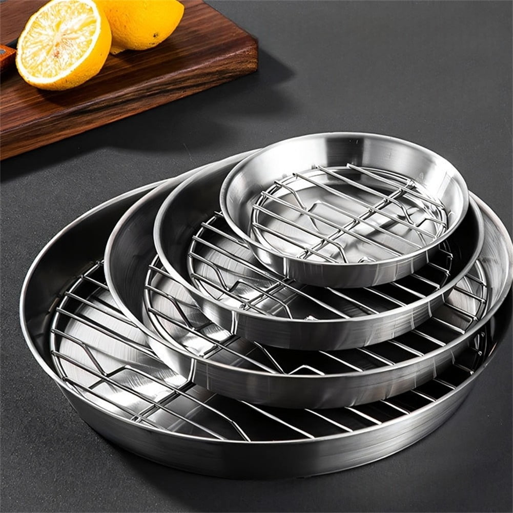 Round Baking Pan Roast Turkey Tray With Cooling Rack For Kitchen Bbq ...