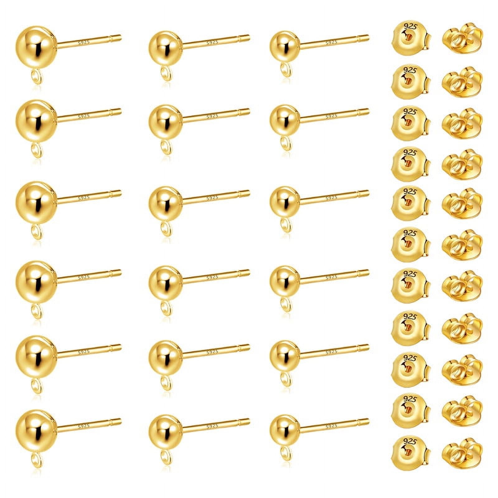 Round Ball Post Earring Studs with 22Pcs Butterfly Earring Backs ...