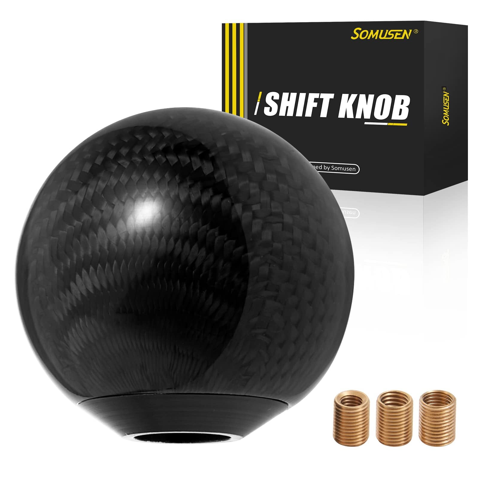 Round Ball Shift Knob 5 6 Speed Carbon Fiber Gear Shifter Knob for Manual Automatic Vehicles ...