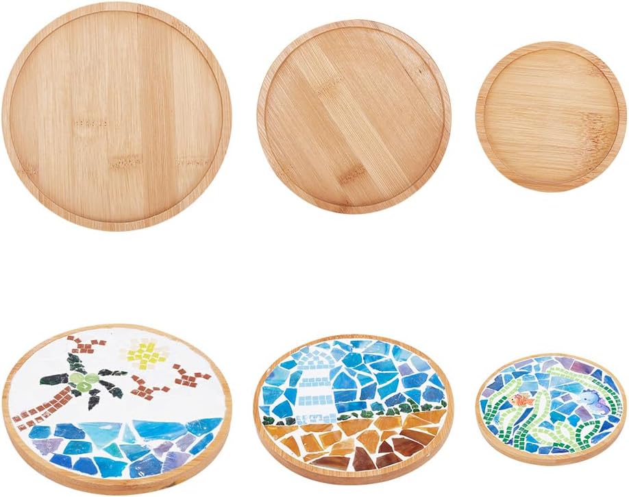 Round Bamboo Coasters Drinking Cup Coaster DIY Mosaic Bamboo Coasters ...