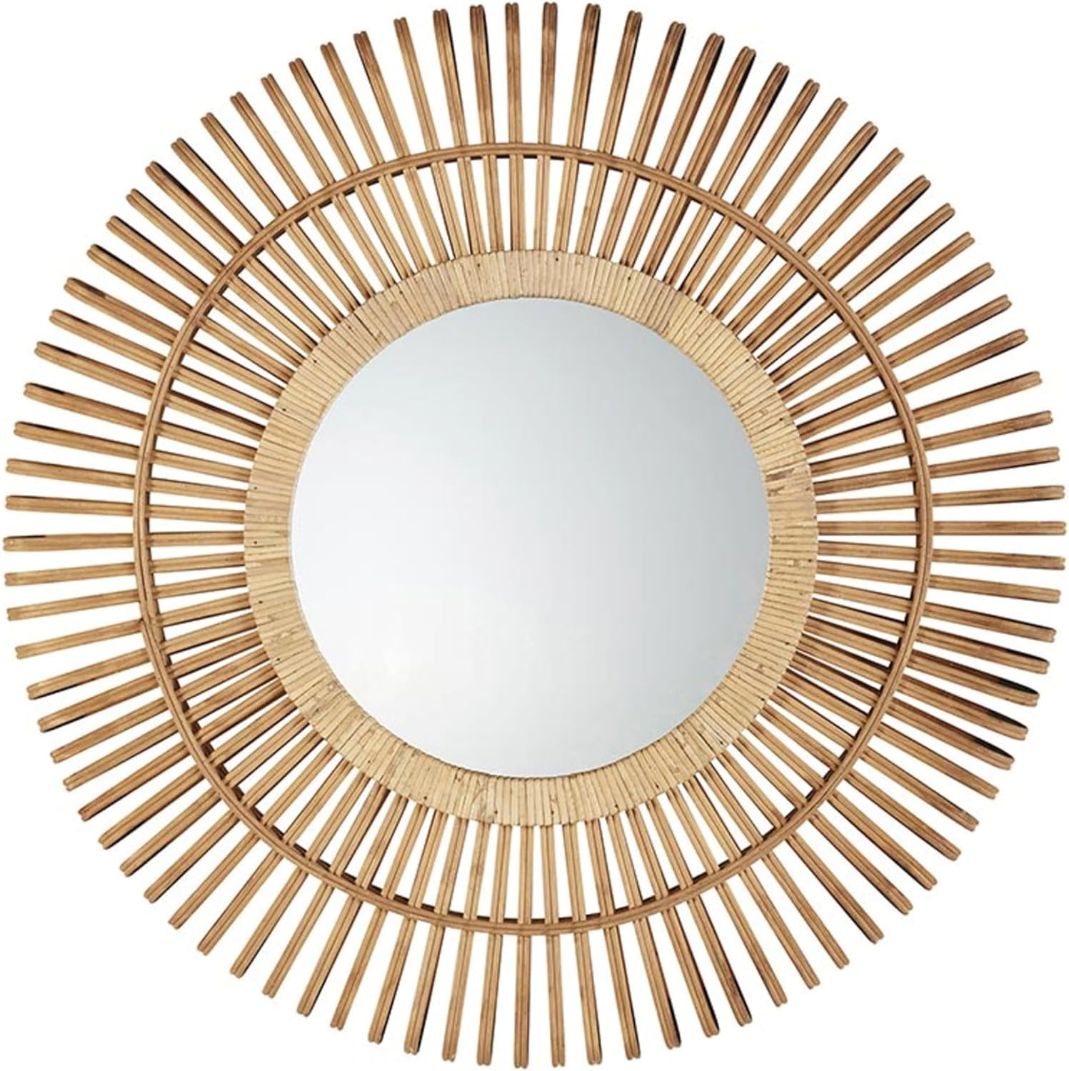 Round Bamboo Mirror, Hanging Wall Accent For Bathroom Or Living Room ...
