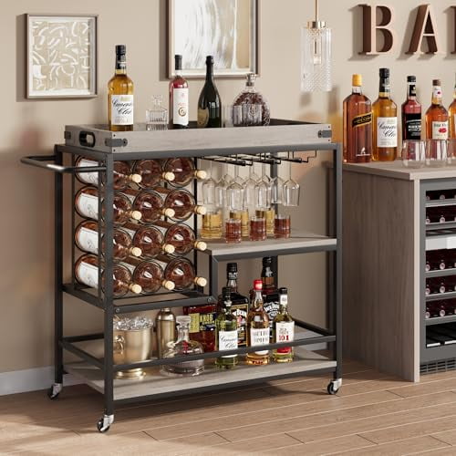 Round Bar Cart, 3 Tier Bar Carts for The Home, Home Bar & Serving Carts ...