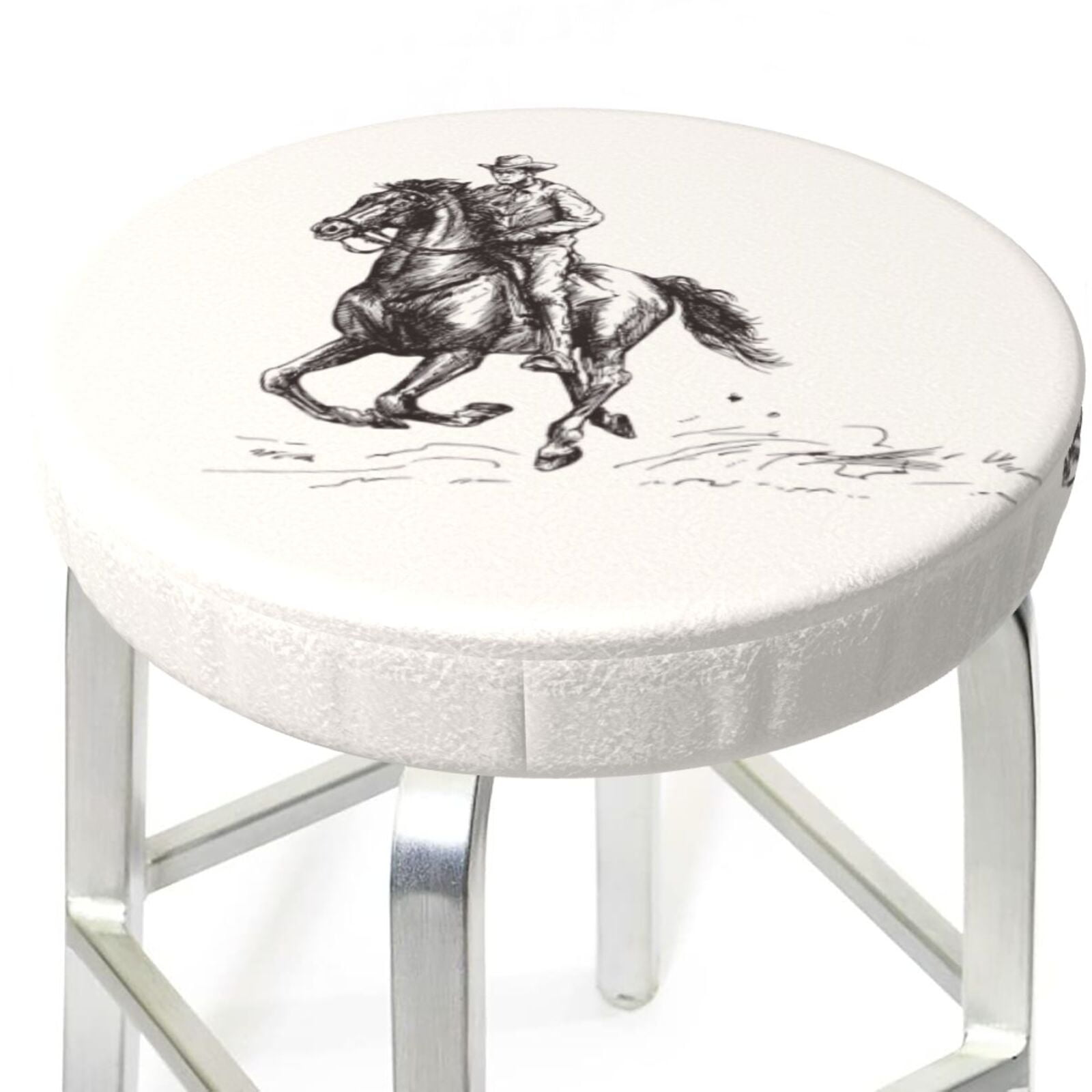 Round Bar Halloween Stool Covers Cowboy Ride A Horse Soft Velvet Bar ...