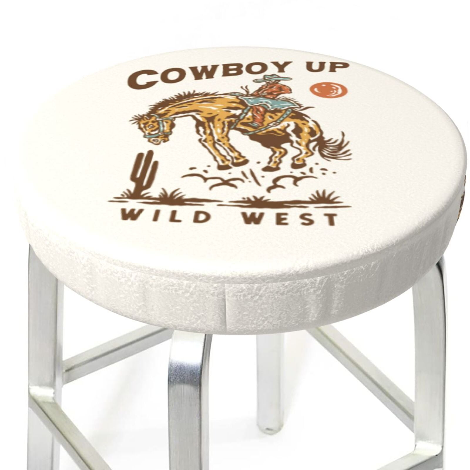Round Bar Halloween Stool Covers Cowboy Up Vintage Wild West Soft ...