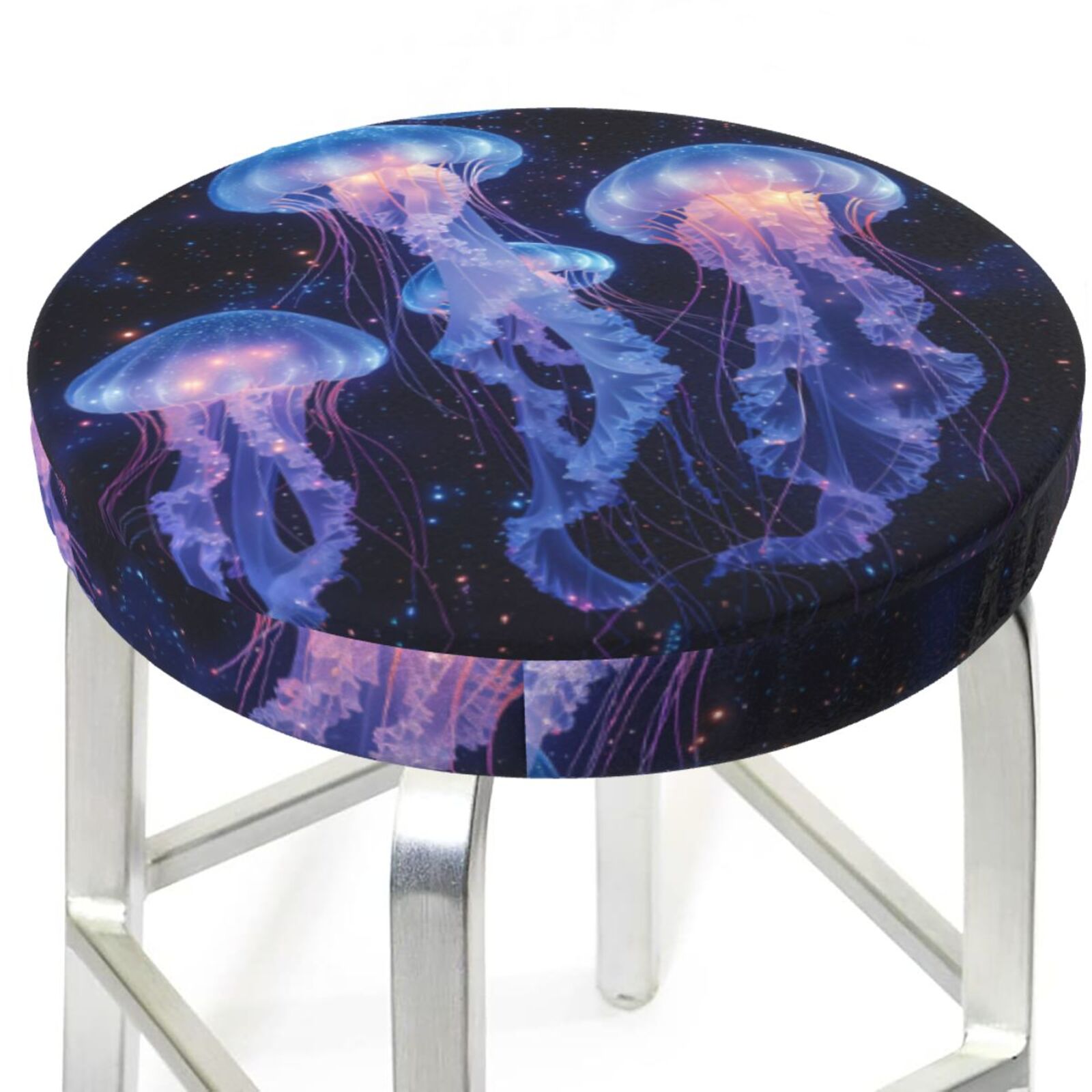 Round Bar Halloween Stool Covers Floating Space Jellyfish A Soft Velvet ...