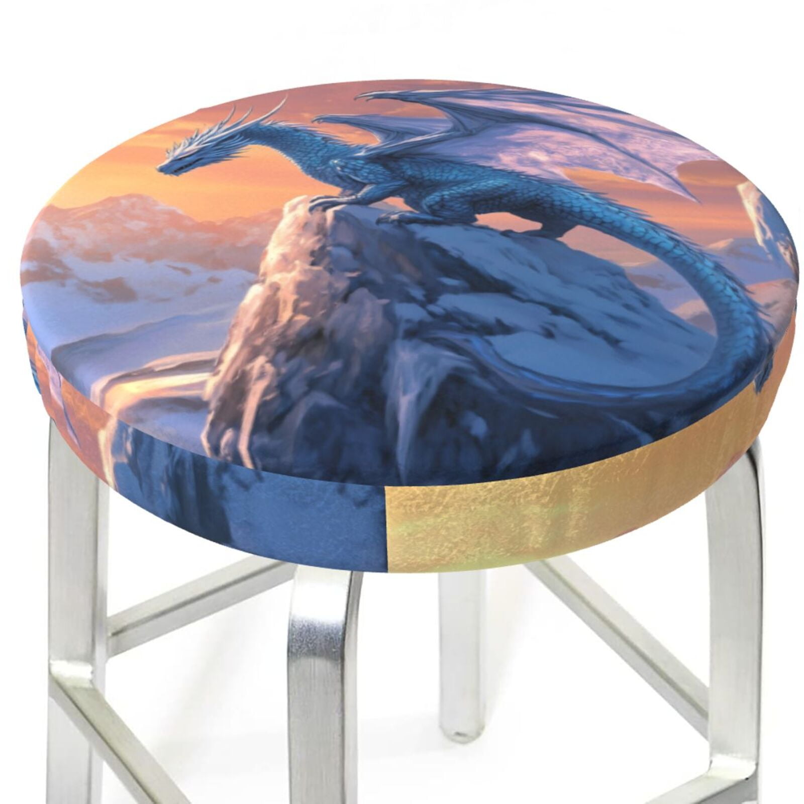 Round Bar Halloween Stool Covers Iceberg Cool White Dragon Soft Velvet ...