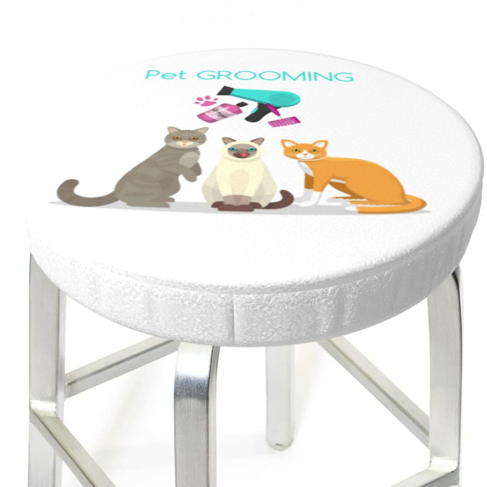 Round Bar Halloween Stool Covers Pet Care Grooming Soft Velvet Bar ...