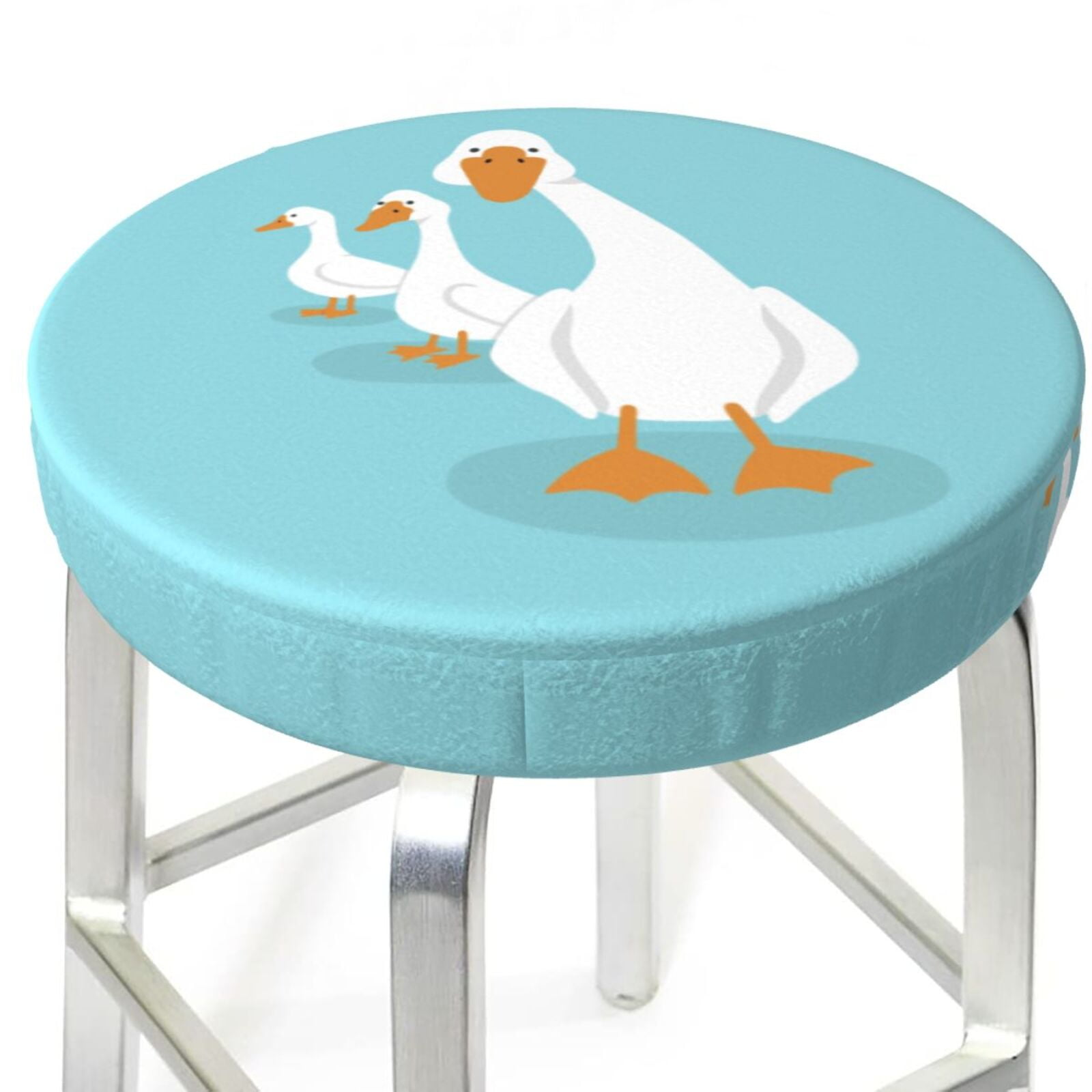 Round Bar Halloween Stool Covers Three White Geese Soft Velvet Bar ...