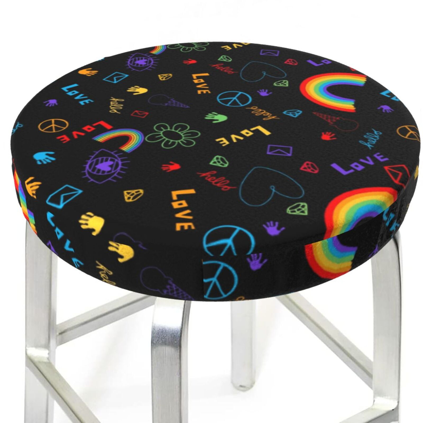 Round Bar Stool Covers Cartoon Pride Lgbt Soft Velvet Bar Stool Seat ...