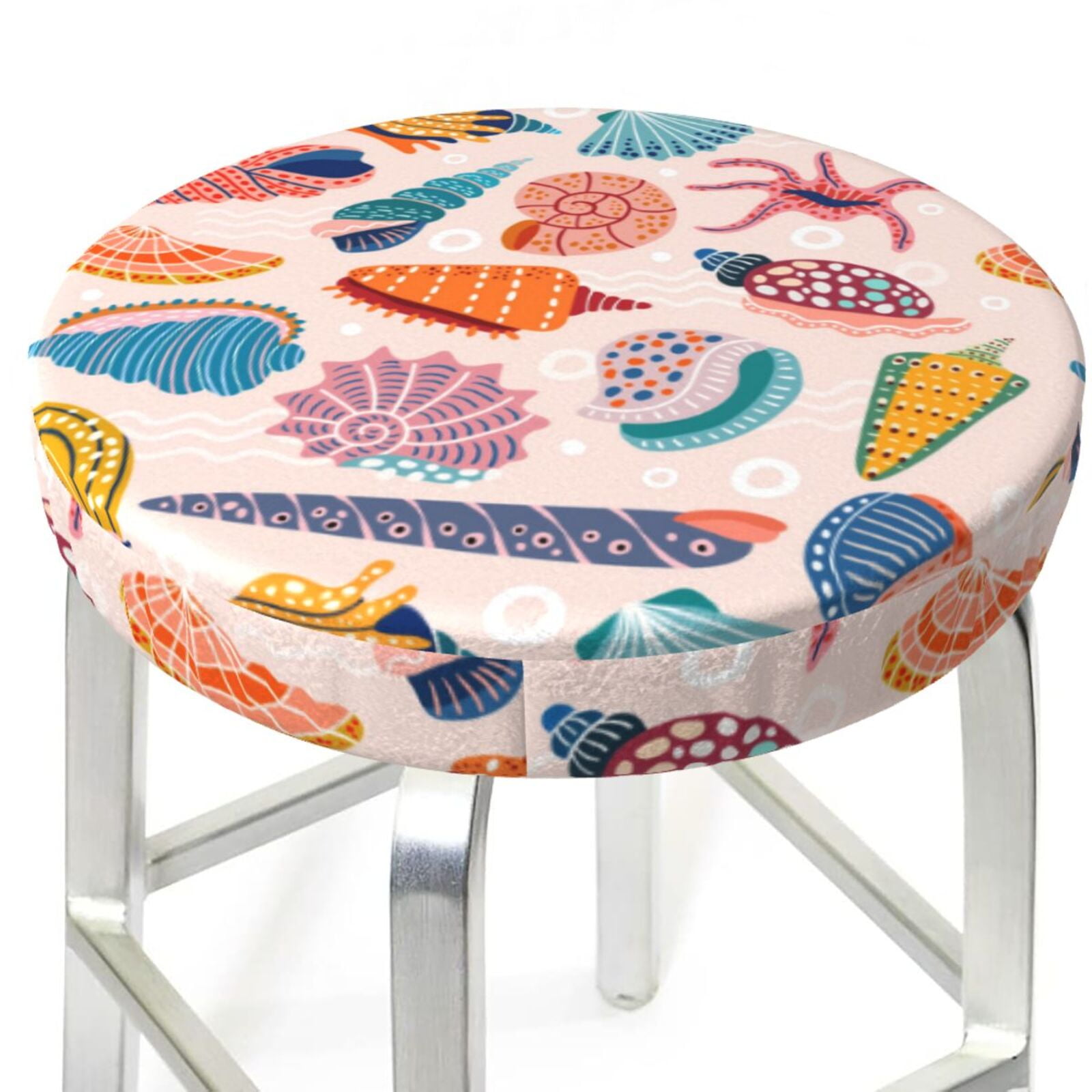Round Bar Stool Covers Colorful Seashells A Soft Velvet Bar Stool Seat ...