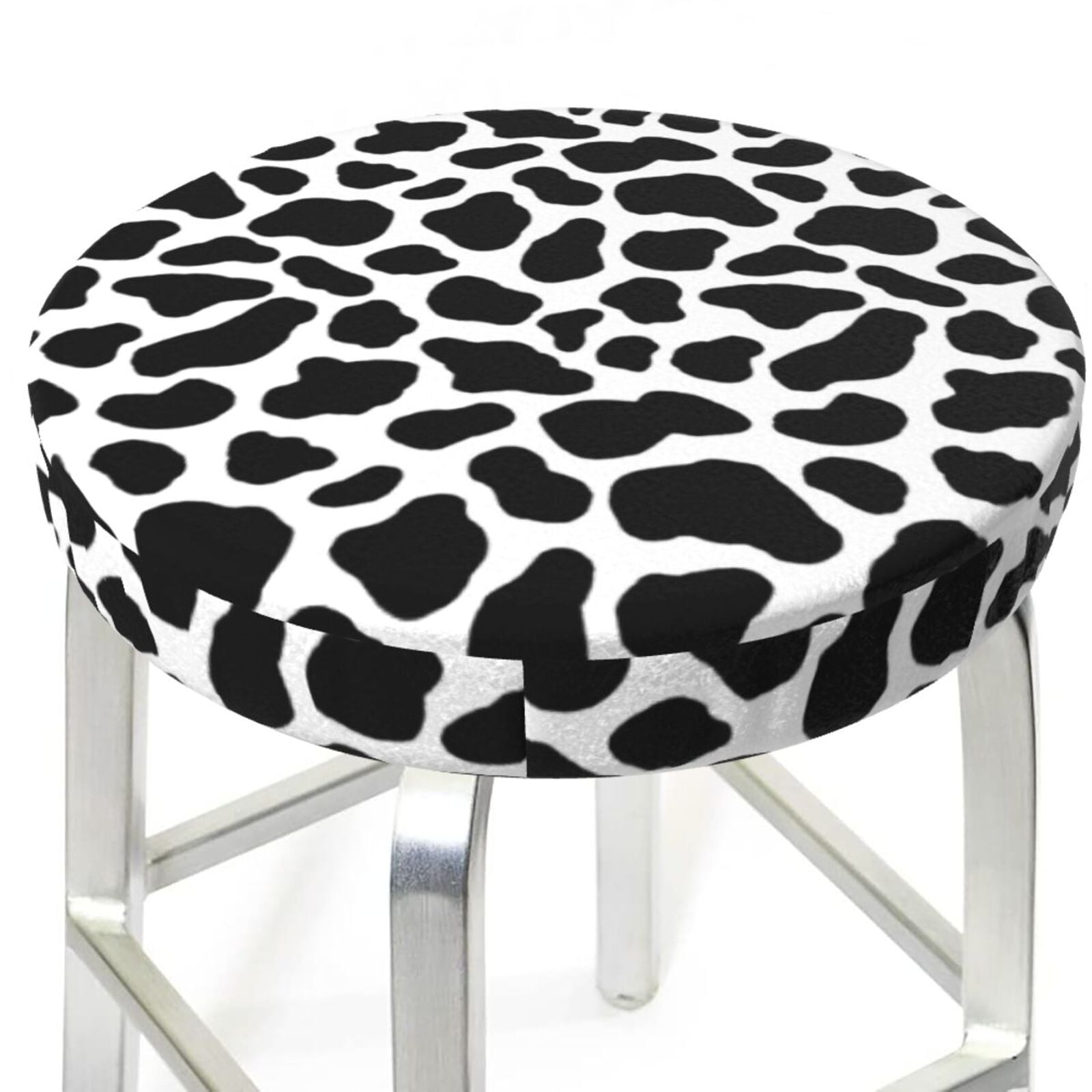 Round Bar Stool Covers Cow black white print cute Soft Velvet Bar Stool ...