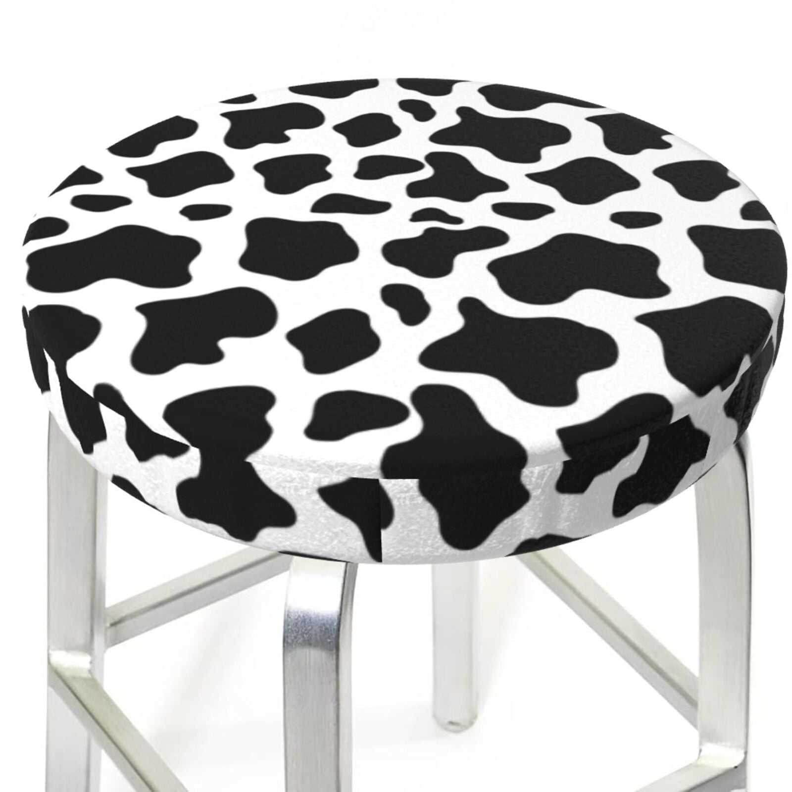 Round Bar Stool Covers Cow print pattern Soft Velvet Bar Stool Seat ...