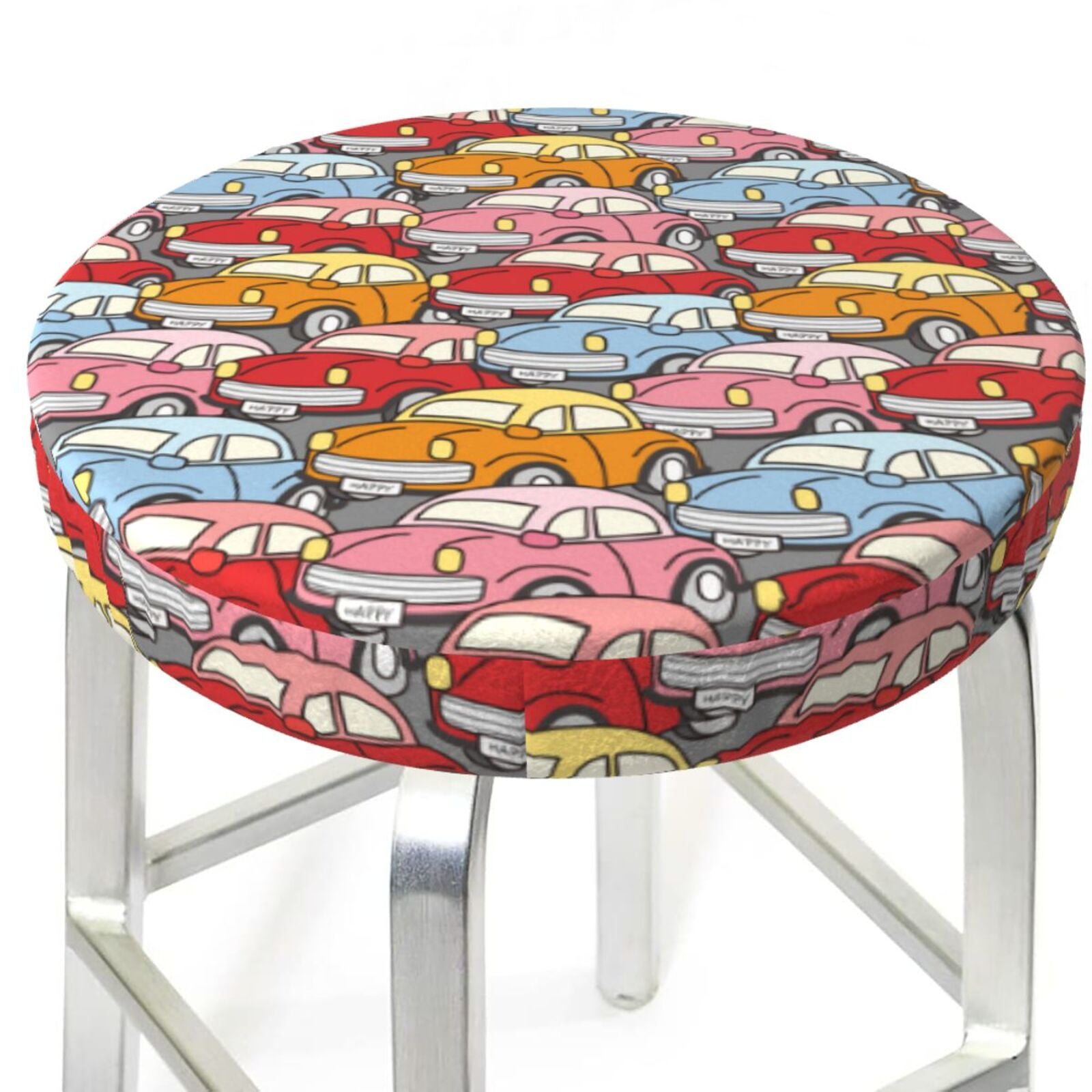 Round Bar Stool Covers Cute Cars Soft Velvet Bar Stool Seat Covers, 12 ...