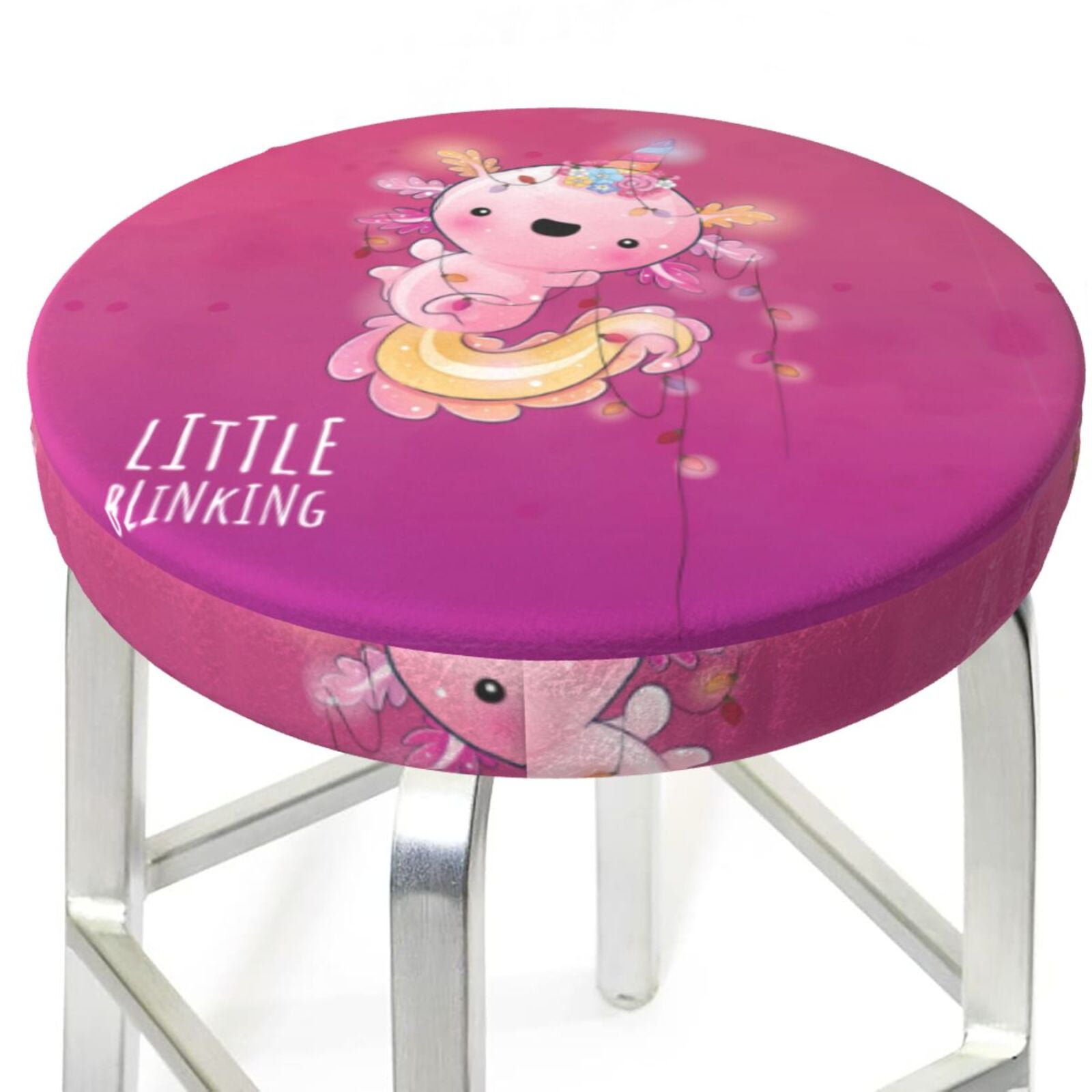 Round Bar Stool Covers Cute Pink Axolotl A Soft Velvet Bar Stool Seat ...