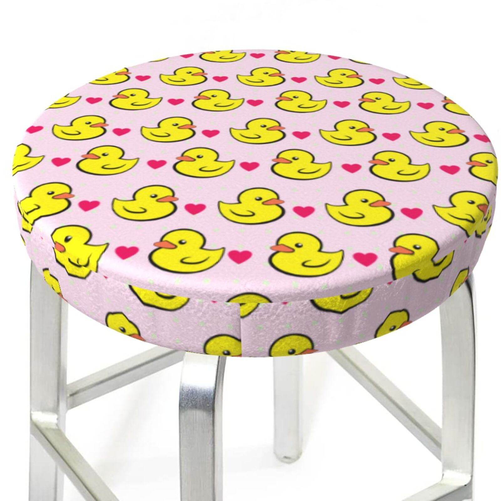 Round Bar Stool Covers Ducks And Pink Heart Soft Velvet Bar Stool Seat ...