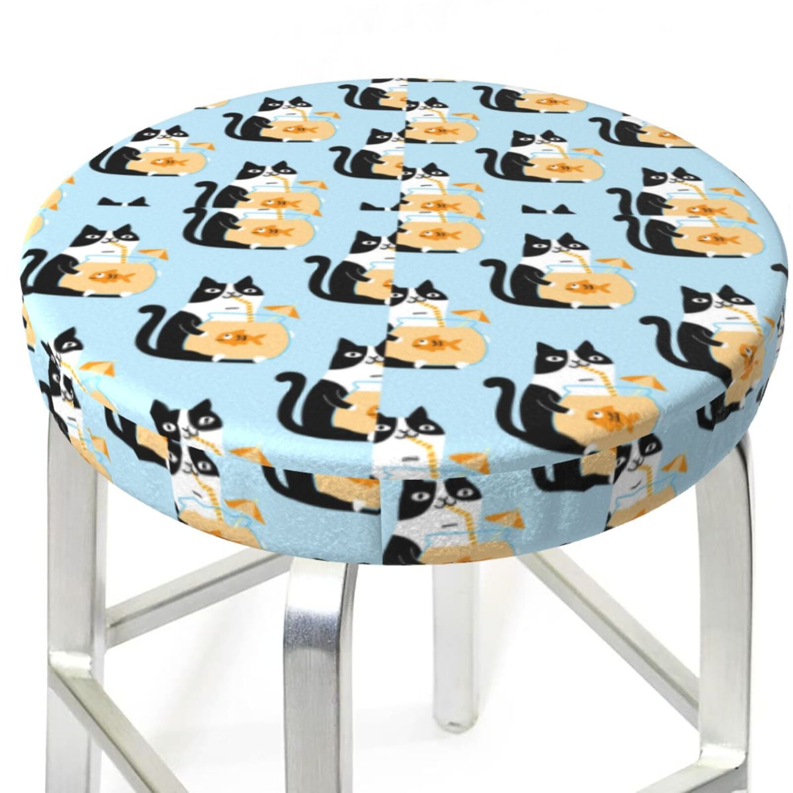Round Bar Stool Covers FUNNY CAT IS DRINKING WATER Soft Velvet Bar ...