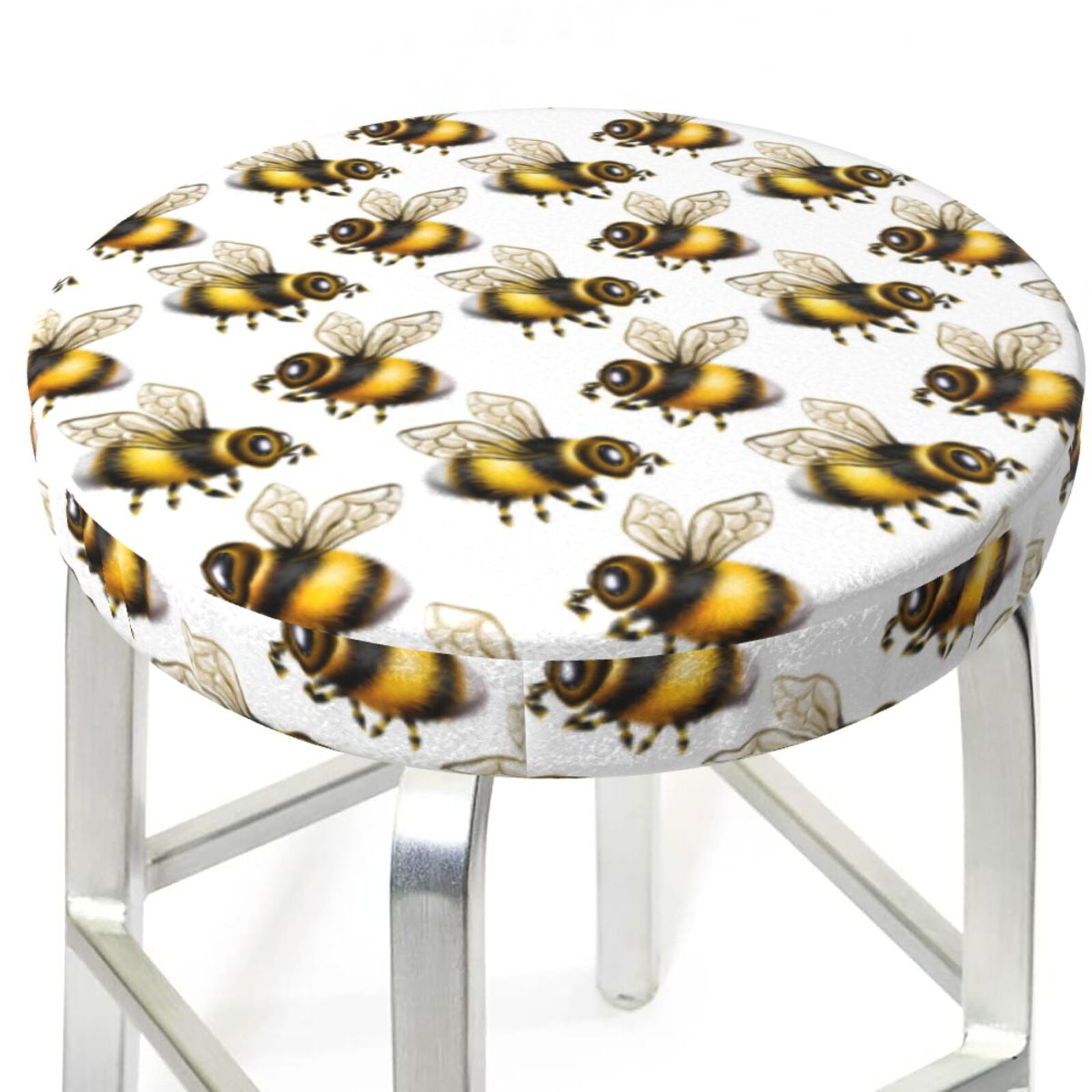 Round Bar Stool Covers Honey Bee Realistic cute Soft Velvet Bar Stool ...